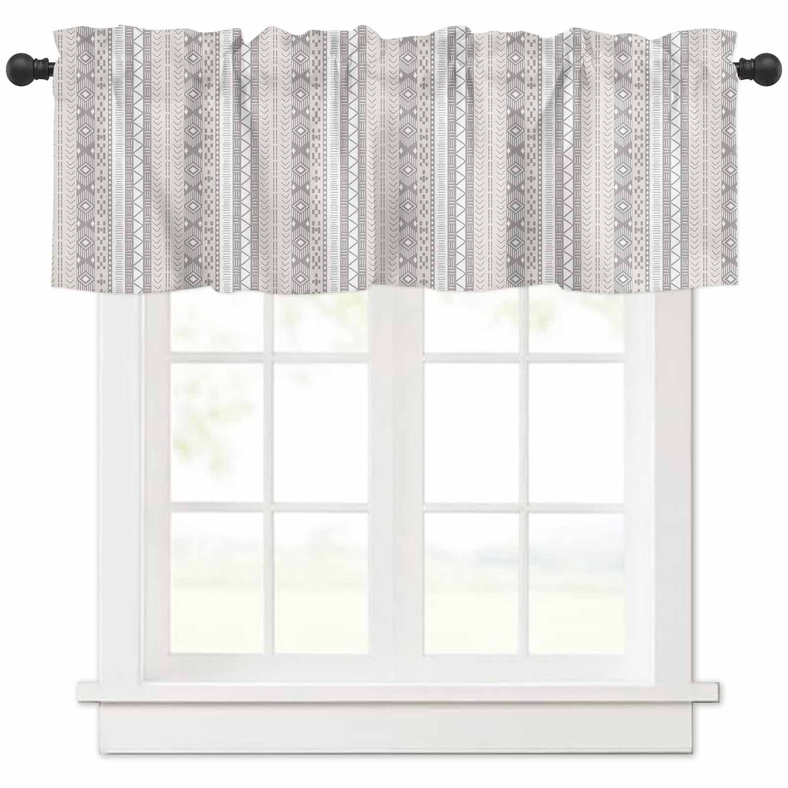 Hokiten Rod Pocket Curtain Valance, Boho Stripes Farmhouse Window ...