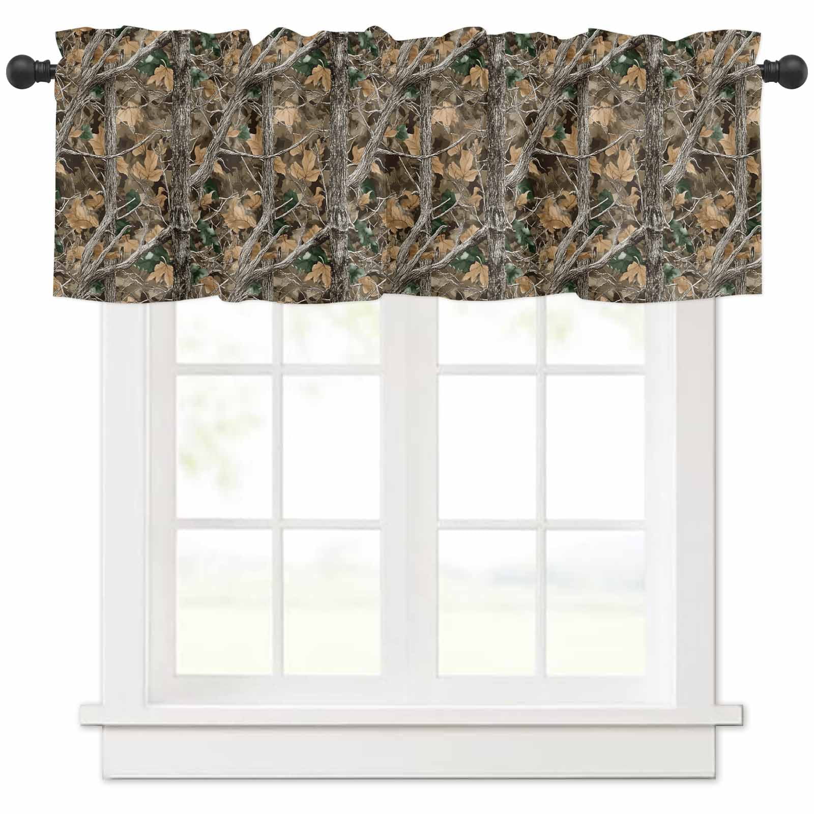 Hokiten Rod Pocket Curtain Valance, Brown Fall Maple Leaves Farmhouse ...