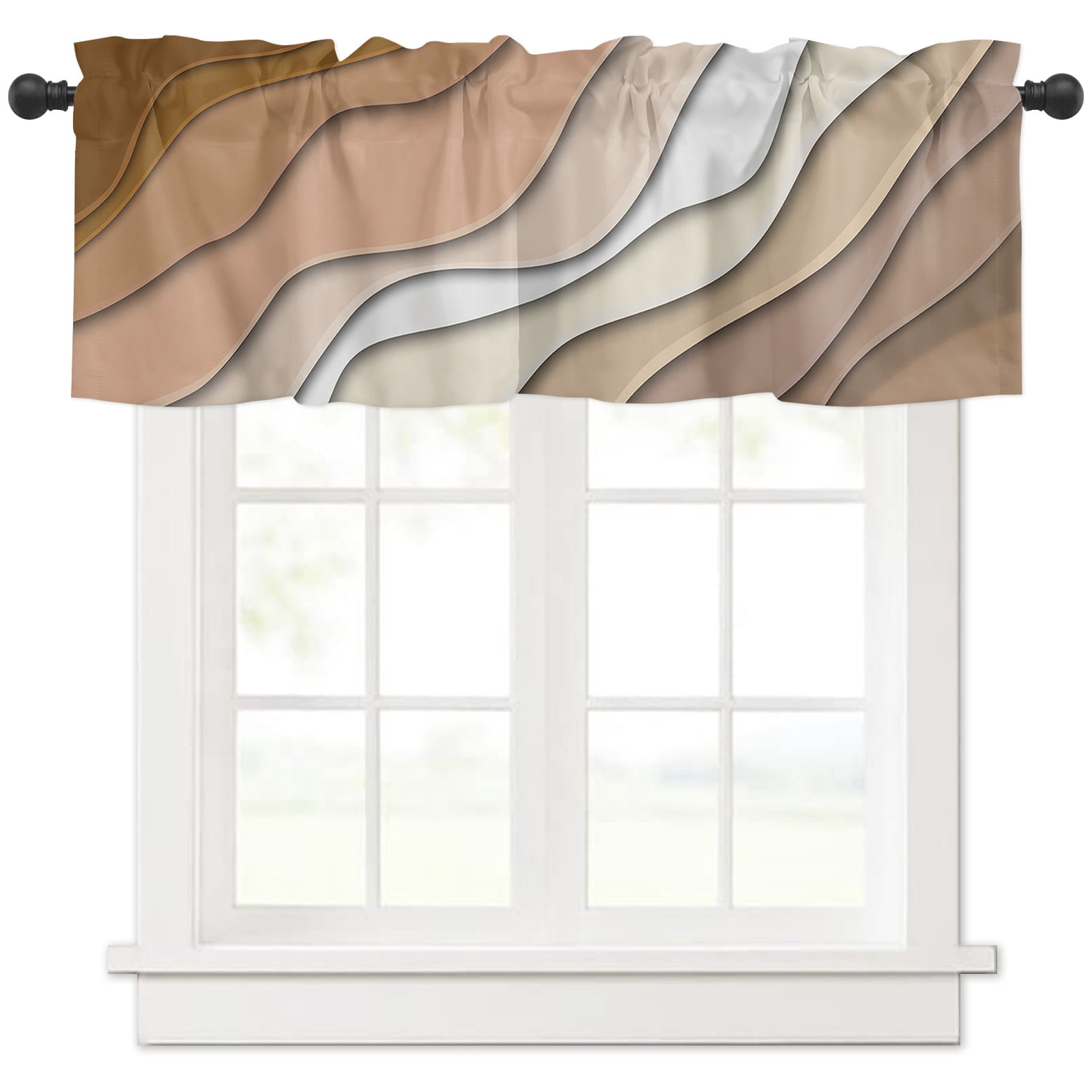 Hokiten Rod Pocket Curtain Valance, Brown Ombre Farmhouse Window ...