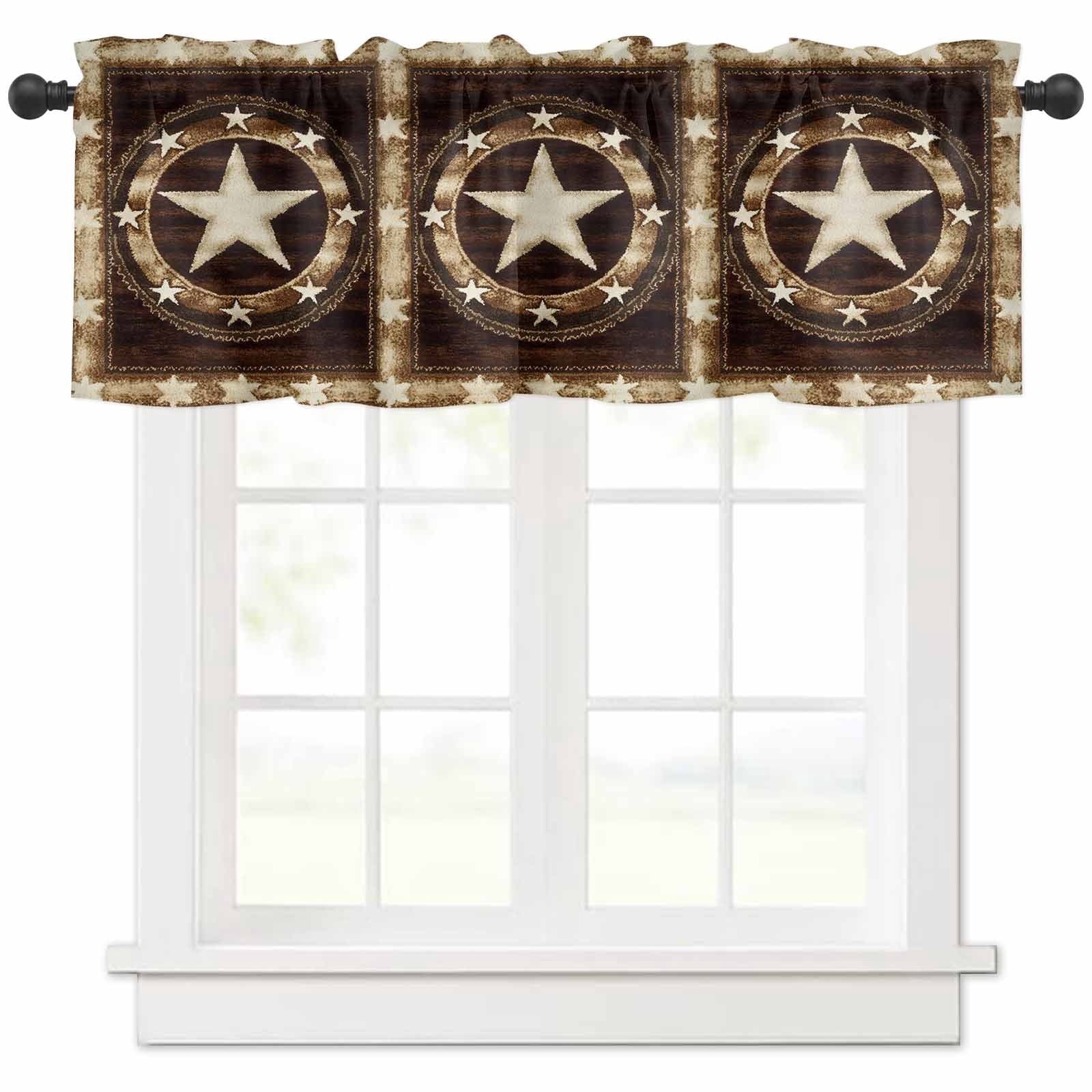 Hokiten Rod Pocket Curtain Valance, Brown Texas Star Western Farmhouse ...
