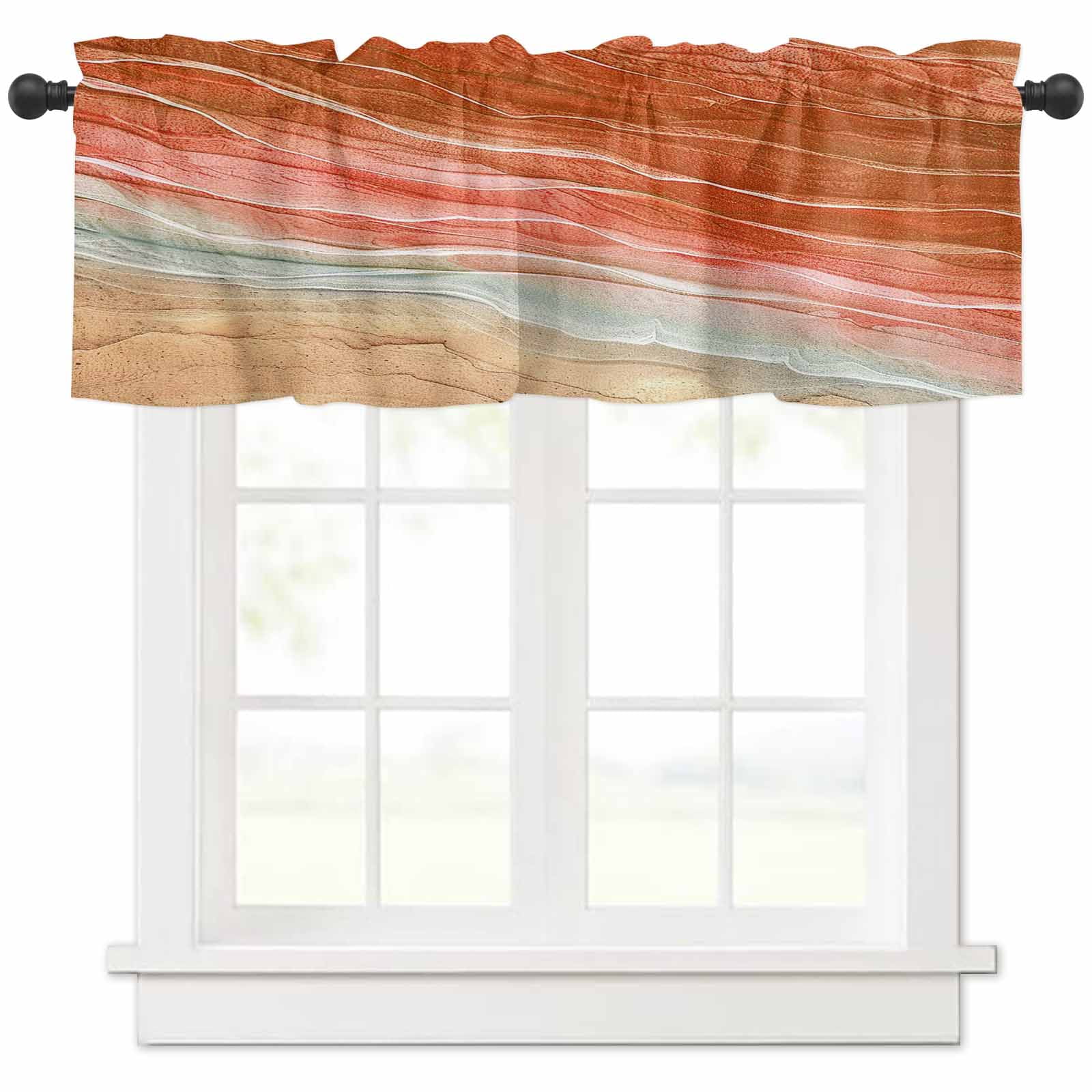 Hokiten Rod Pocket Curtain Valance, Burnt Orange Ombre Coastal ...