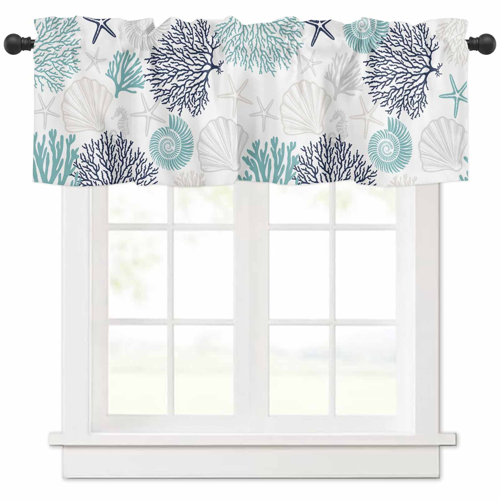 Hokiten Rod Pocket Curtain Valance, Coastal Farmhouse Window Valance ...