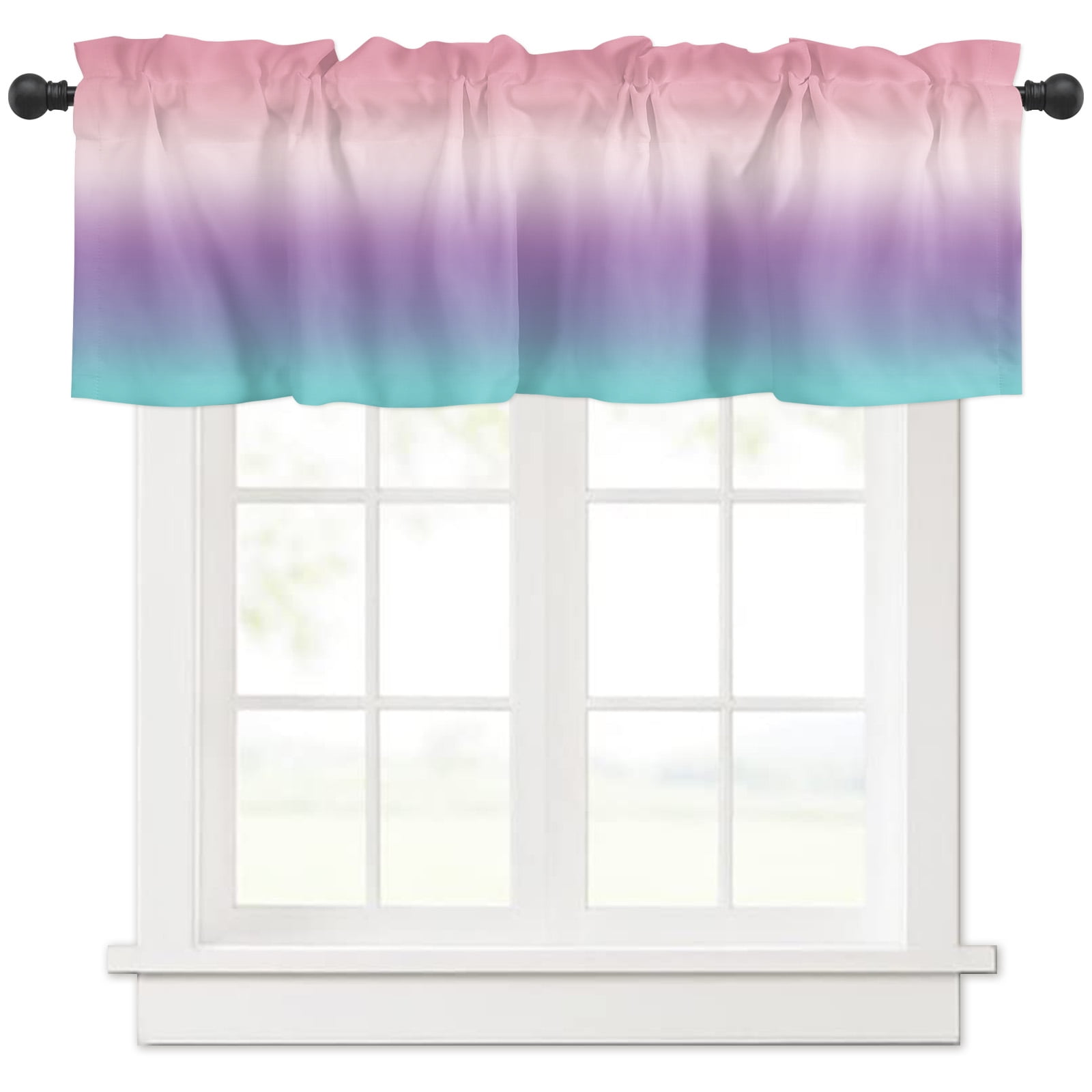 Hokiten Rod Pocket Curtain Valance, Coloredd Rainbow, Farmhouse Window ...