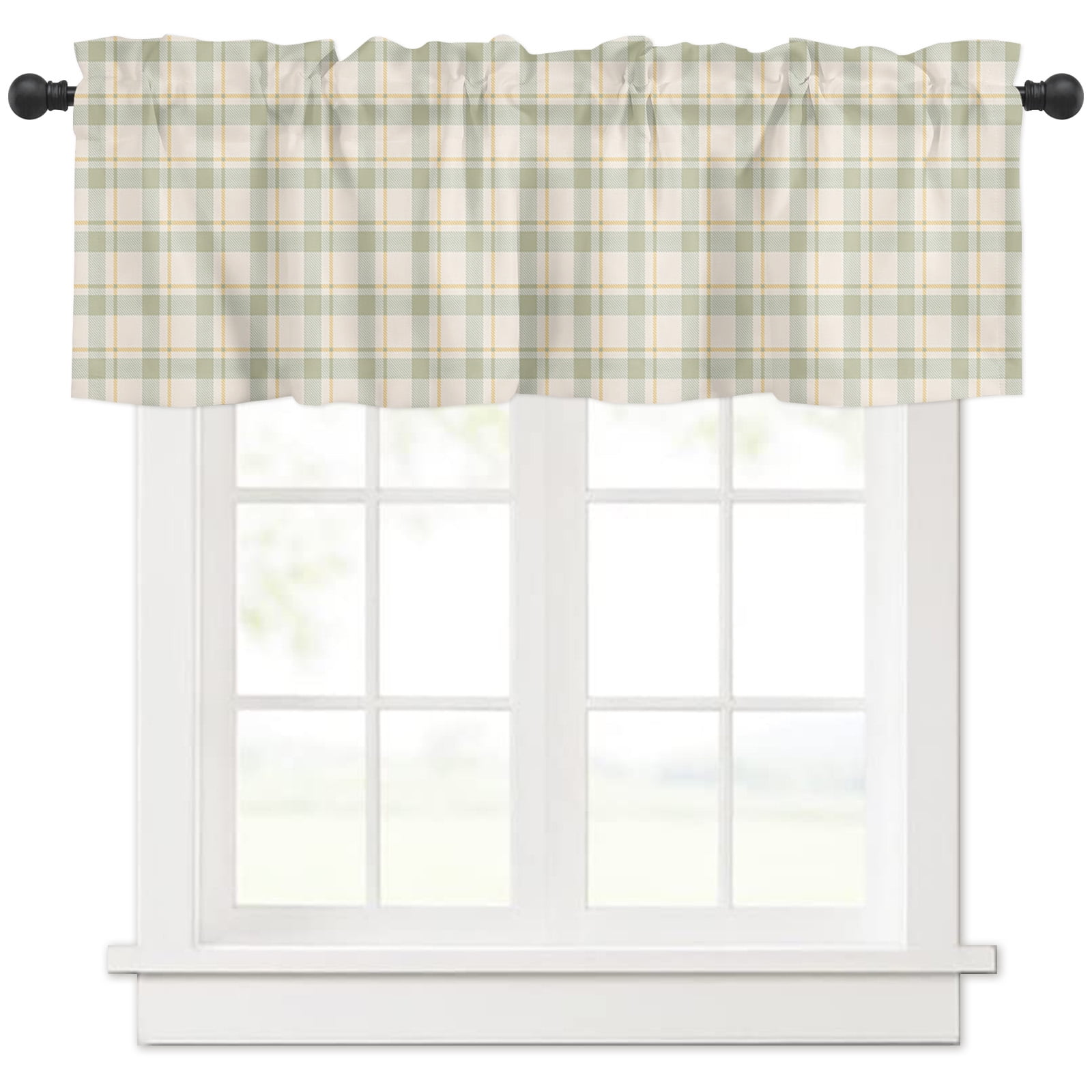Hokiten Rod Pocket Curtain Valance, Farmhouse Grid, Farmhouse Window ...