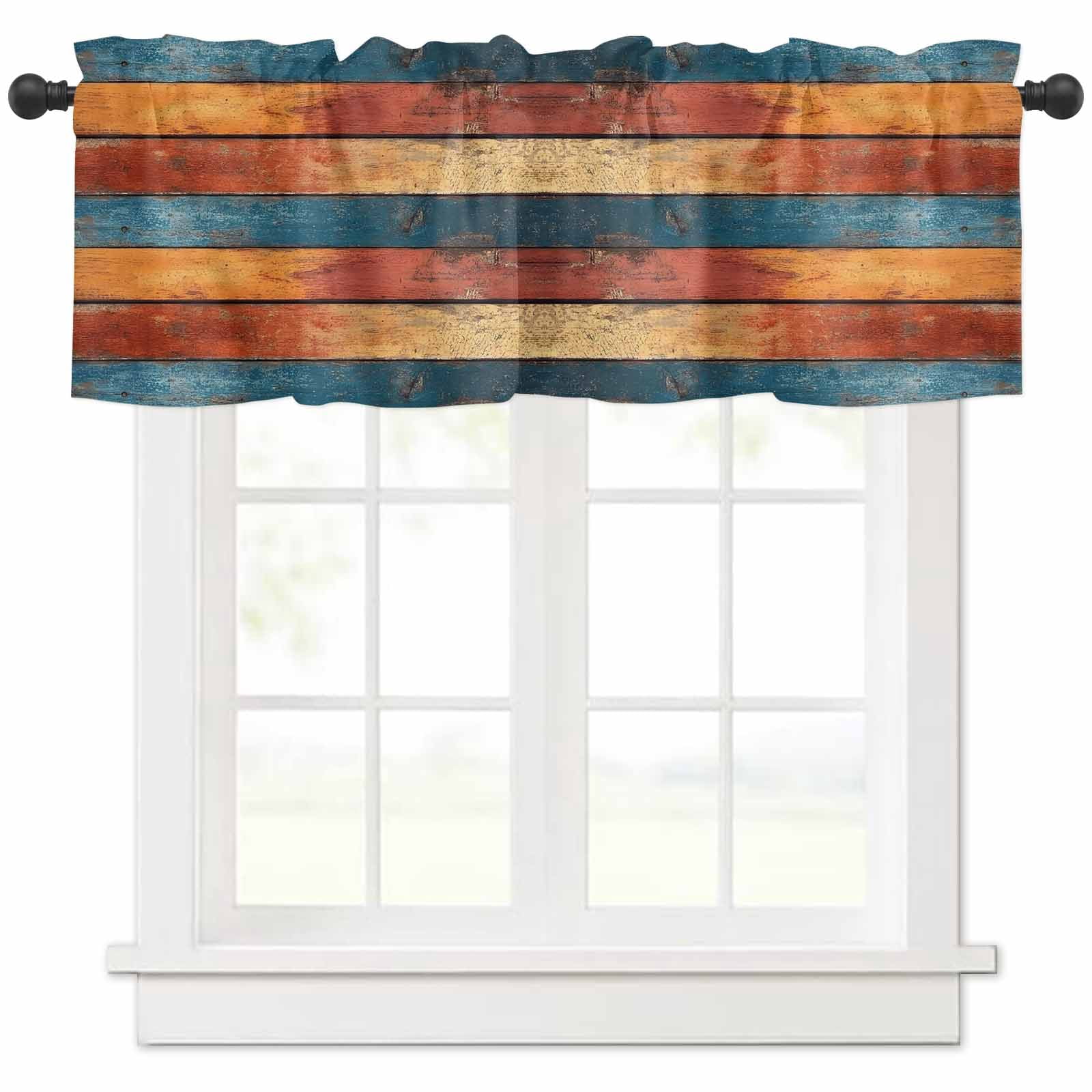 Hokiten Rod Pocket Curtain Valance, Farmhouse Orange Blue Yellow ...