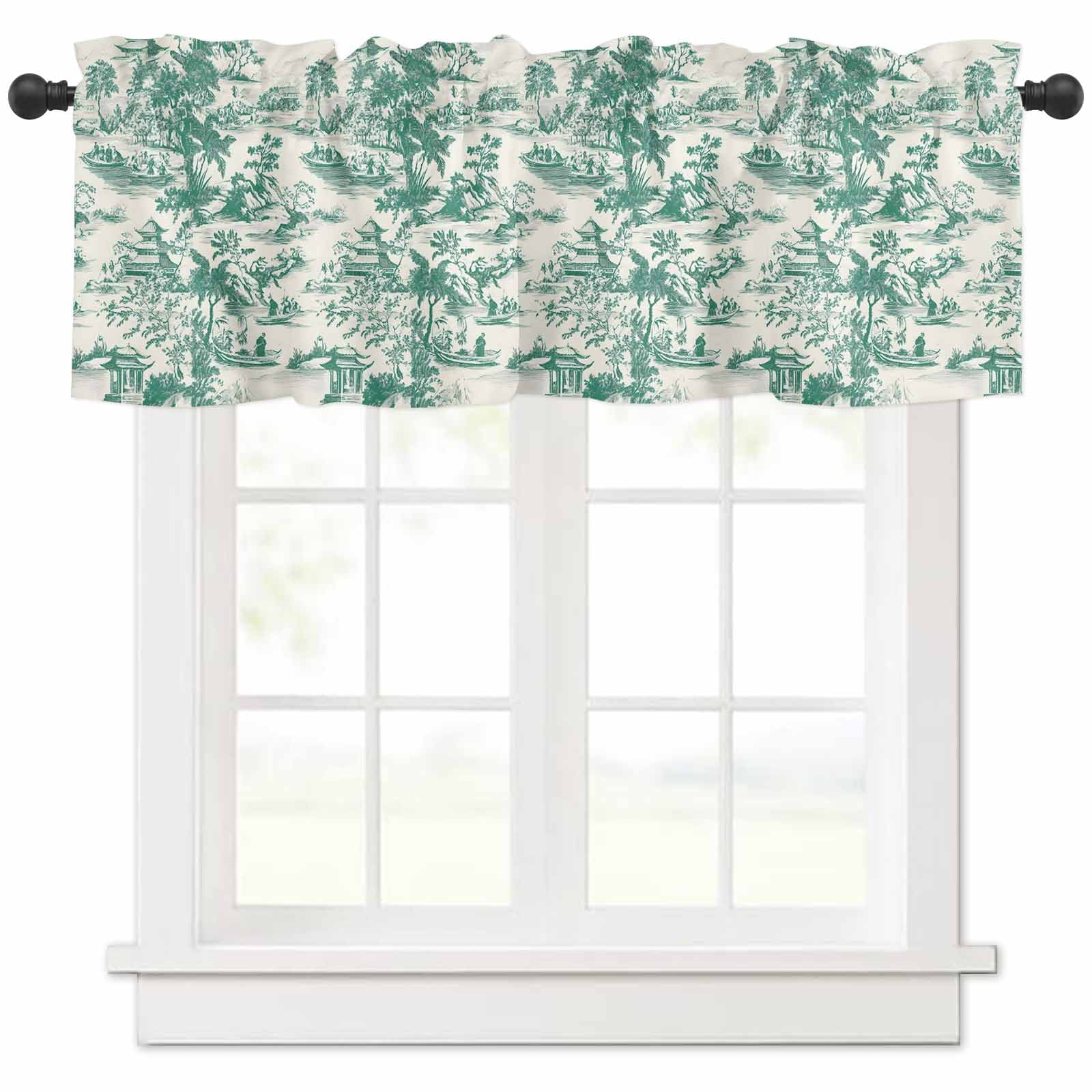 Hokiten Rod Pocket Curtain Valance, Green Garden Retro Farmhouse Window ...