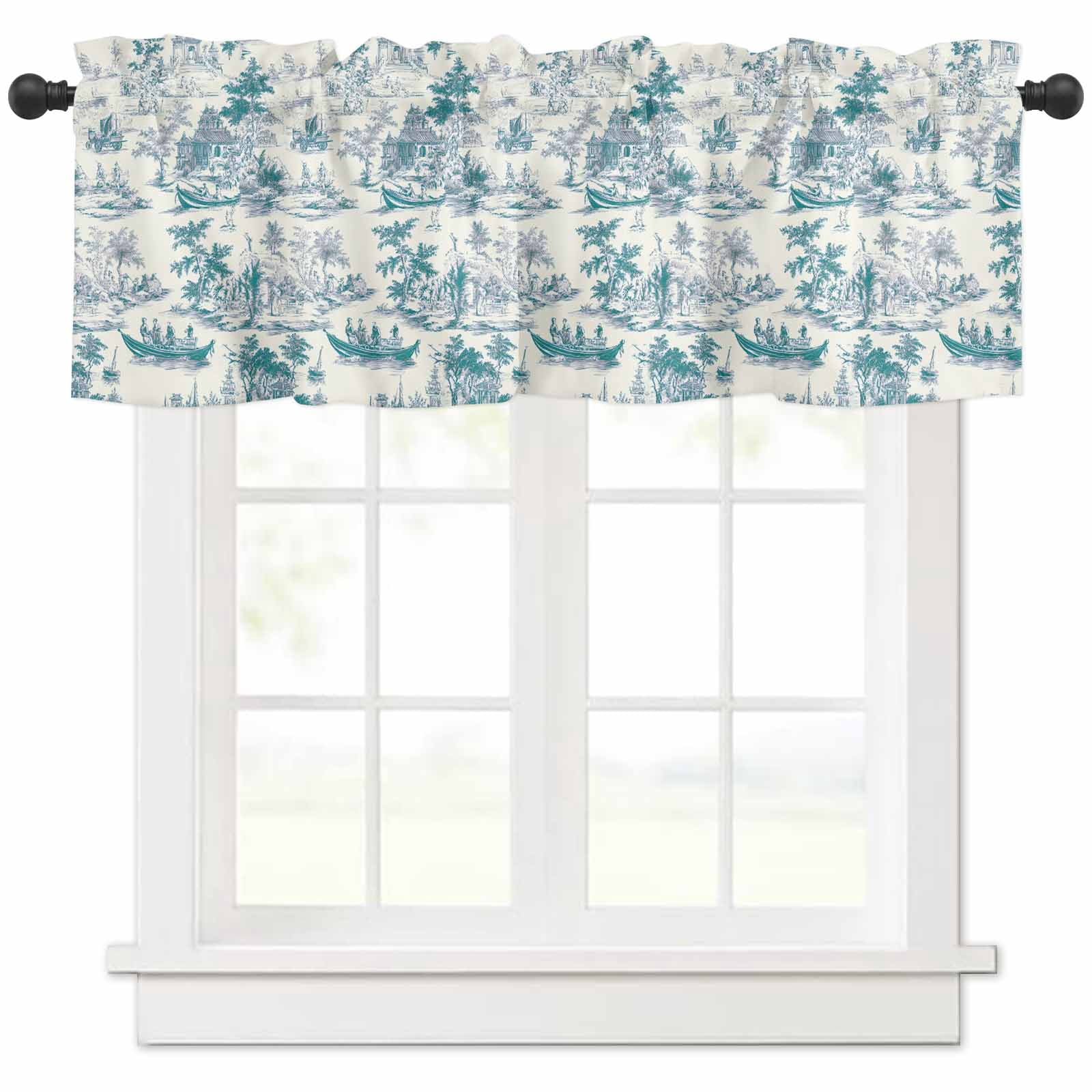 Hokiten Rod Pocket Curtain Valance, Green Garden Vintage Farmhouse ...