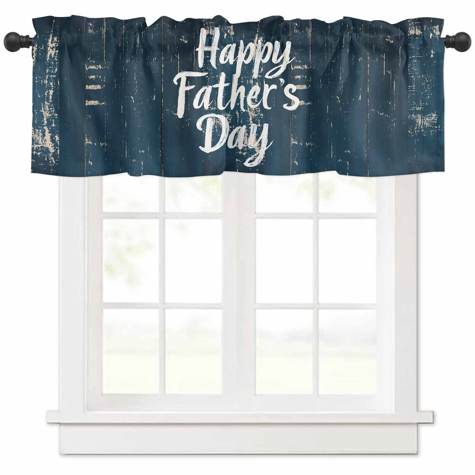 Hokiten Rod Pocket Curtain Valance, Happy Father's Day Farmhouse Window ...