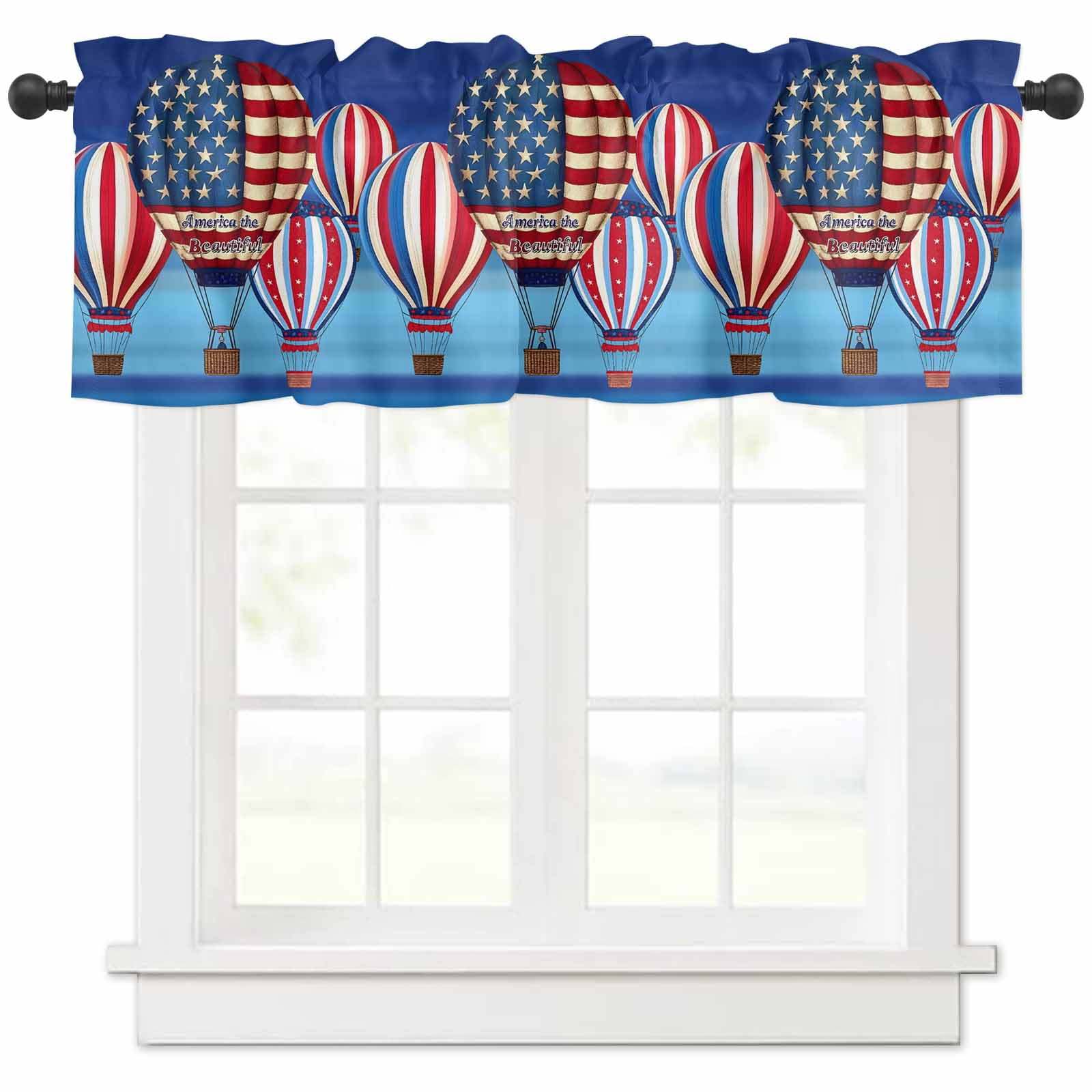 Hokiten Rod Pocket Curtain Valance, Independence Day Farmhouse Window ...