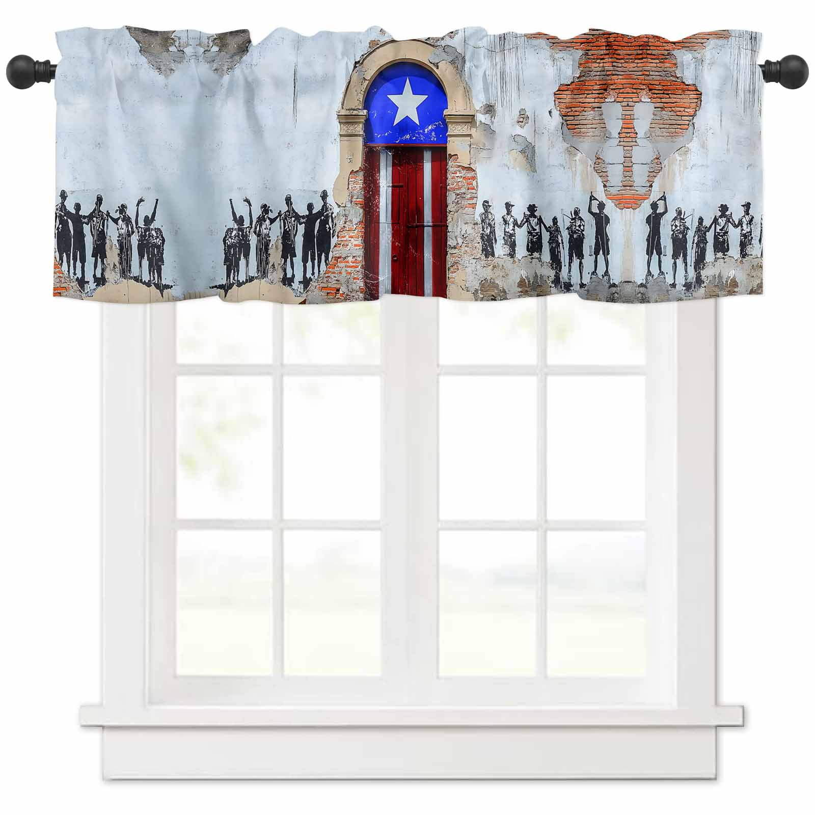 Hokiten Rod Pocket Curtain Valance, Independence Day Farmhouse Window ...