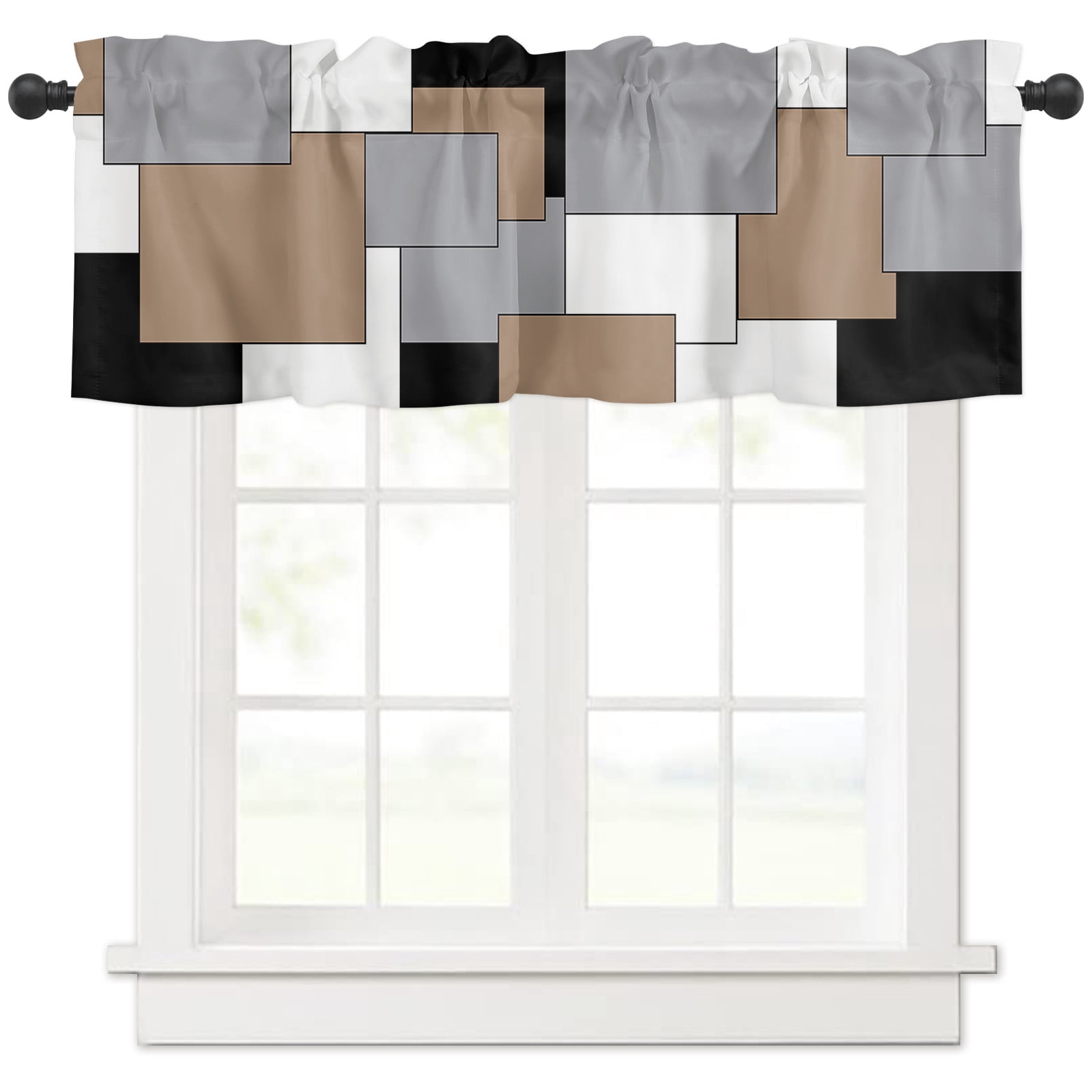 Hokiten Rod Pocket Curtain Valance, Modern Art Farmhouse Window Valance ...