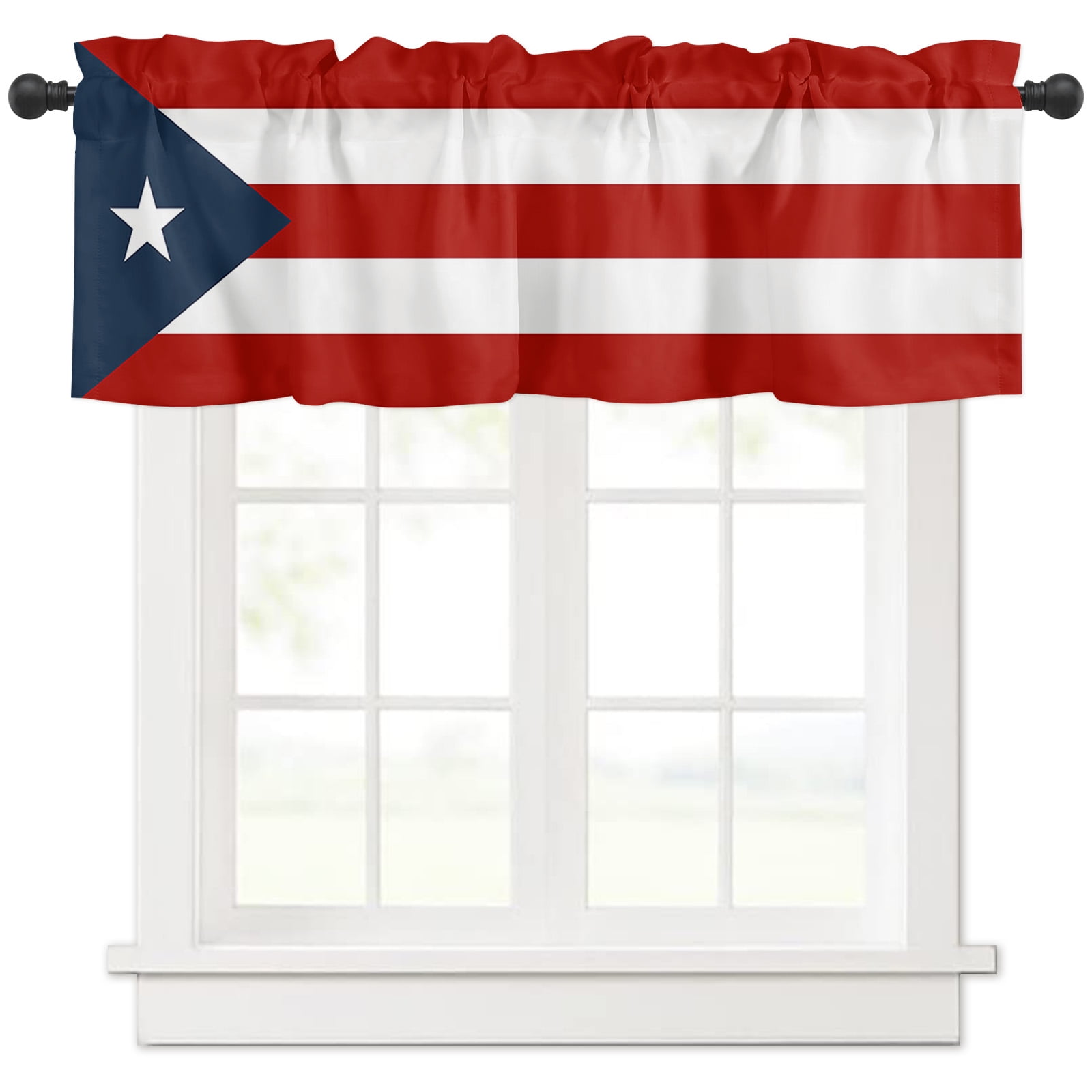 Hokiten Rod Pocket Curtain Valance, National Flag of Puerto Rico ...