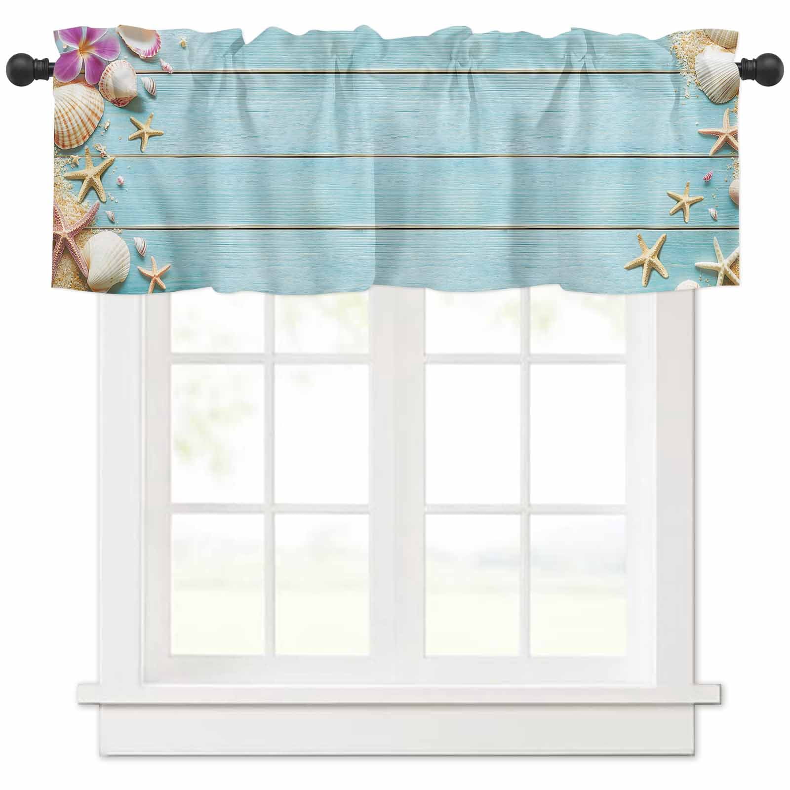 Hokiten Rod Pocket Curtain Valance, Ocean Coastal Farmhouse Window ...