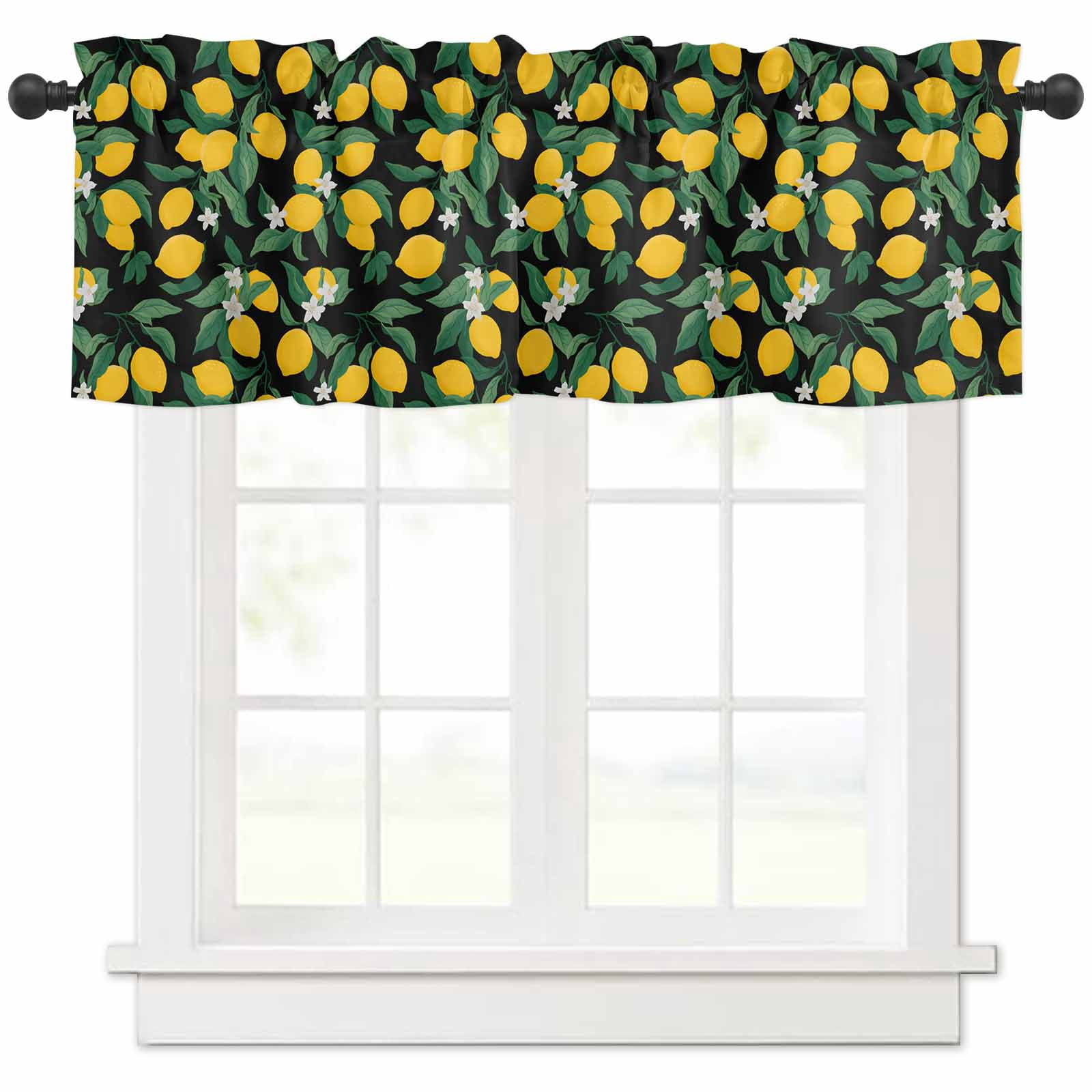Hokiten Rod Pocket Curtain Valance, Orange Lemon Farmhouse Window ...