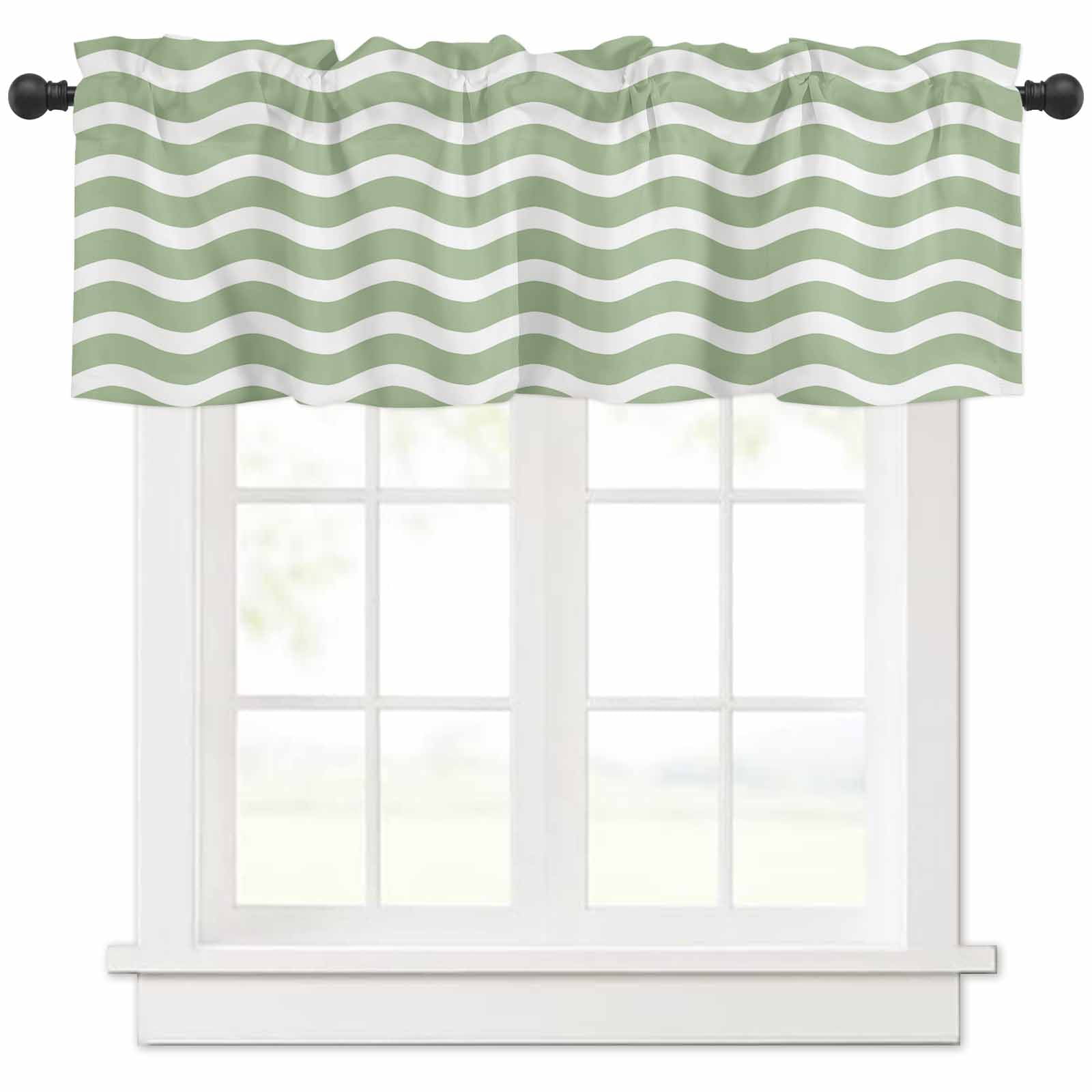 Hokiten Rod Pocket Curtain Valance, Sage Green Farmhouse Window Valance ...