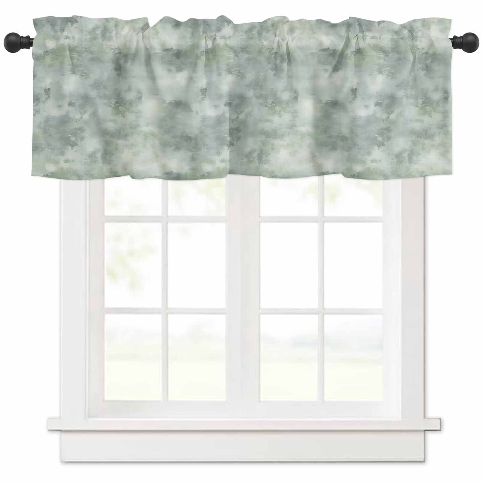 Hokiten Rod Pocket Curtain Valance, Sage Green Gray Farmhouse Window ...