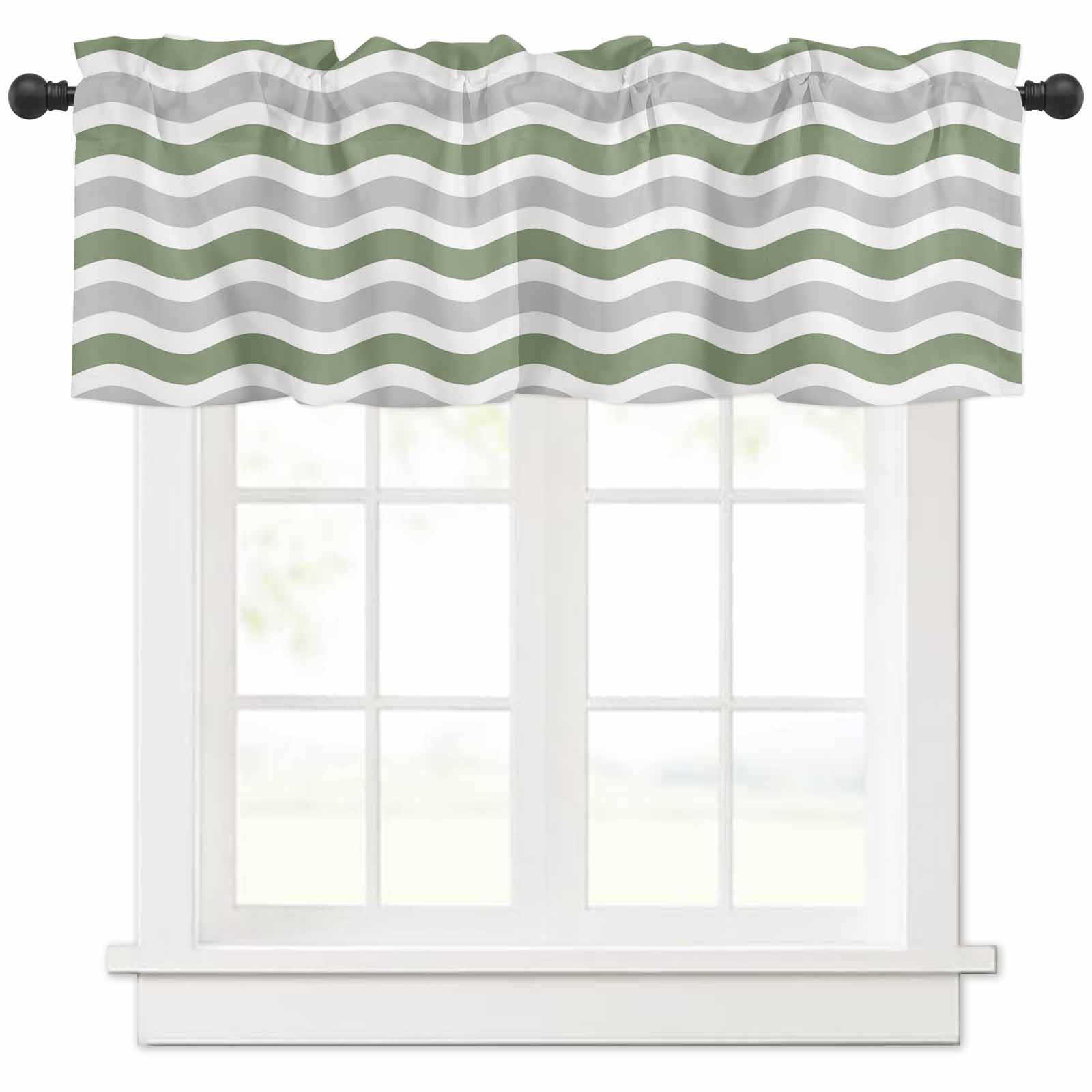 Hokiten Rod Pocket Curtain Valance, Sage Green Grey Farmhouse Window ...