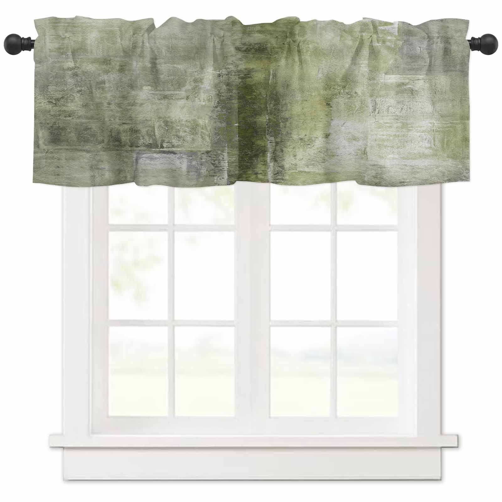 Hokiten Rod Pocket Curtain Valance, Sage Green Oil Painting Farmhouse ...
