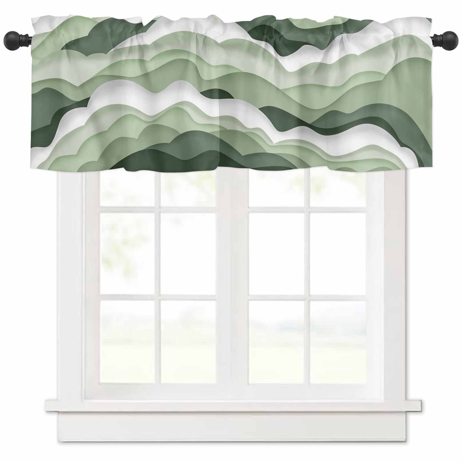 Hokiten Rod Pocket Curtain Valance, Sage Green Ombre Farmhouse Window ...