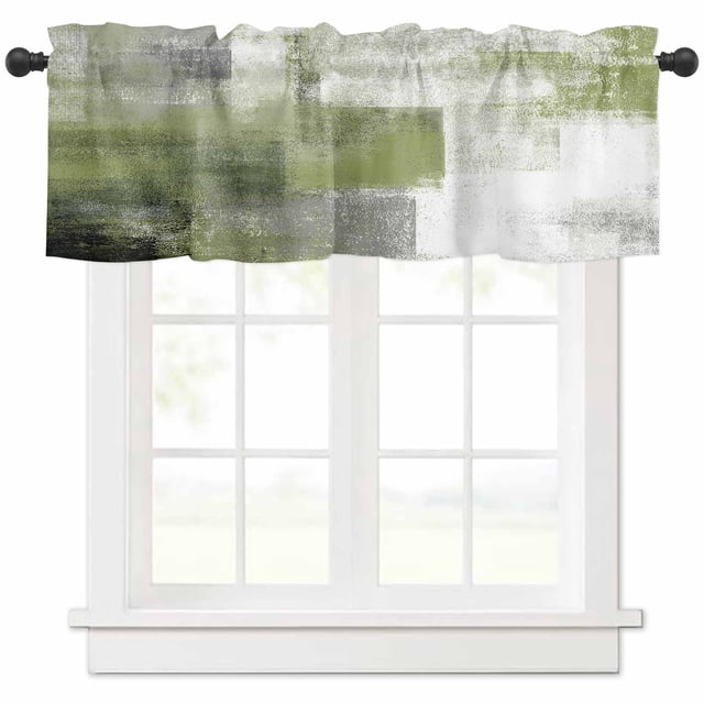 Hokiten Rod Pocket Curtain Valance, Sage Green Ombre Farmhouse Window ...