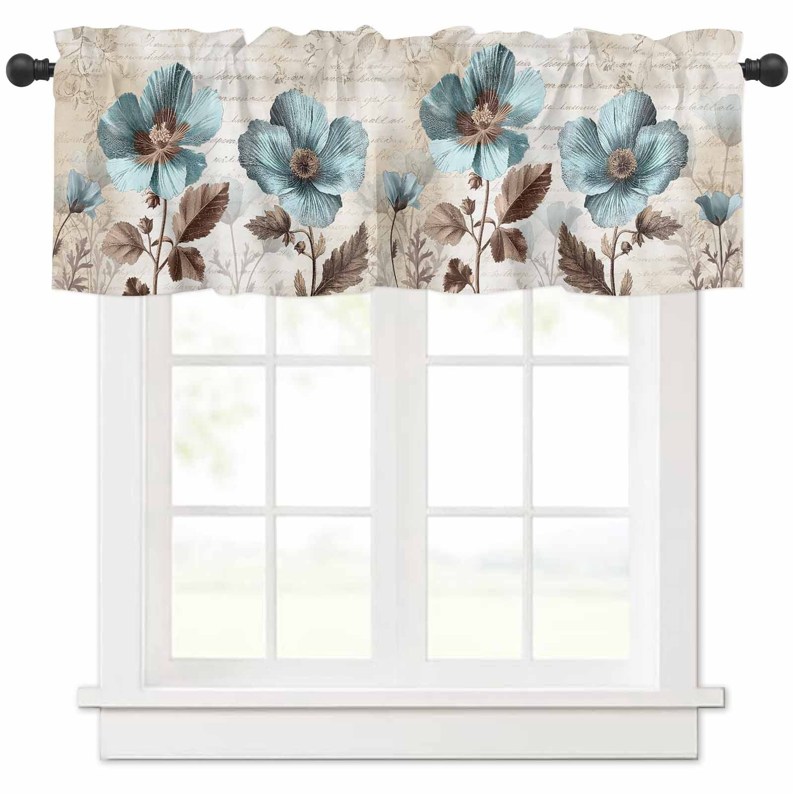 Hokiten Rod Pocket Curtain Valance, Spring Floral Farmhouse Window ...
