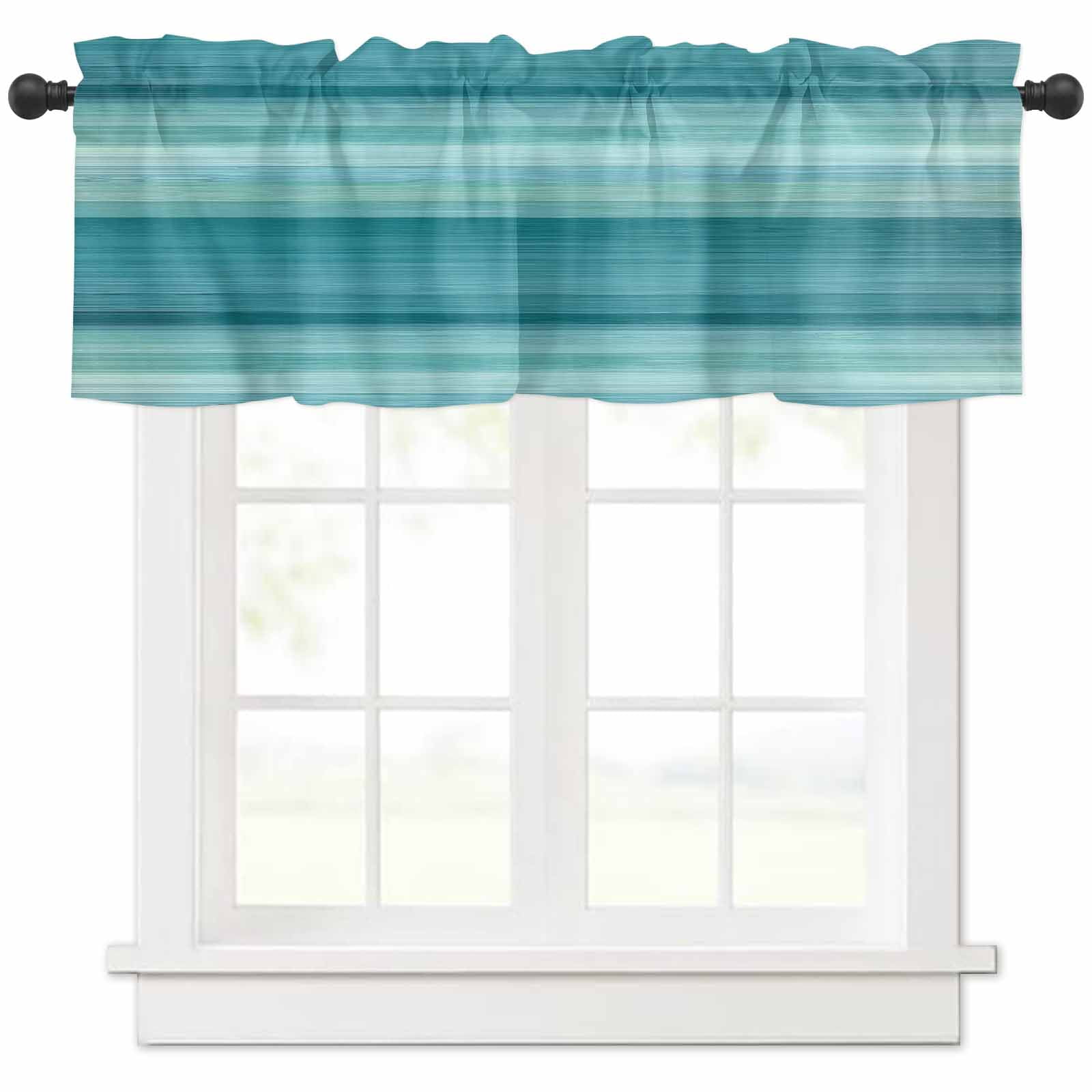 Hokiten Rod Pocket Curtain Valance, Teal Turquoise Aqua Ombre Farmhouse ...