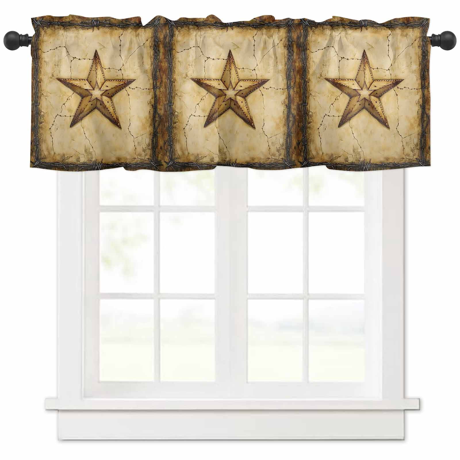 Hokiten Rod Pocket Curtain Valance, Texas Star Country Farmhouse Window ...