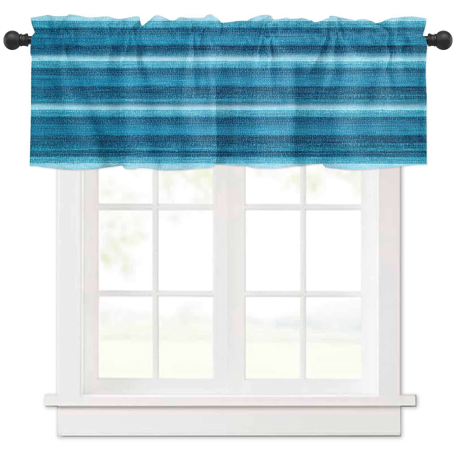 Hokiten Rod Pocket Curtain Valance, Turquoise Teal Ombre Farmhouse ...