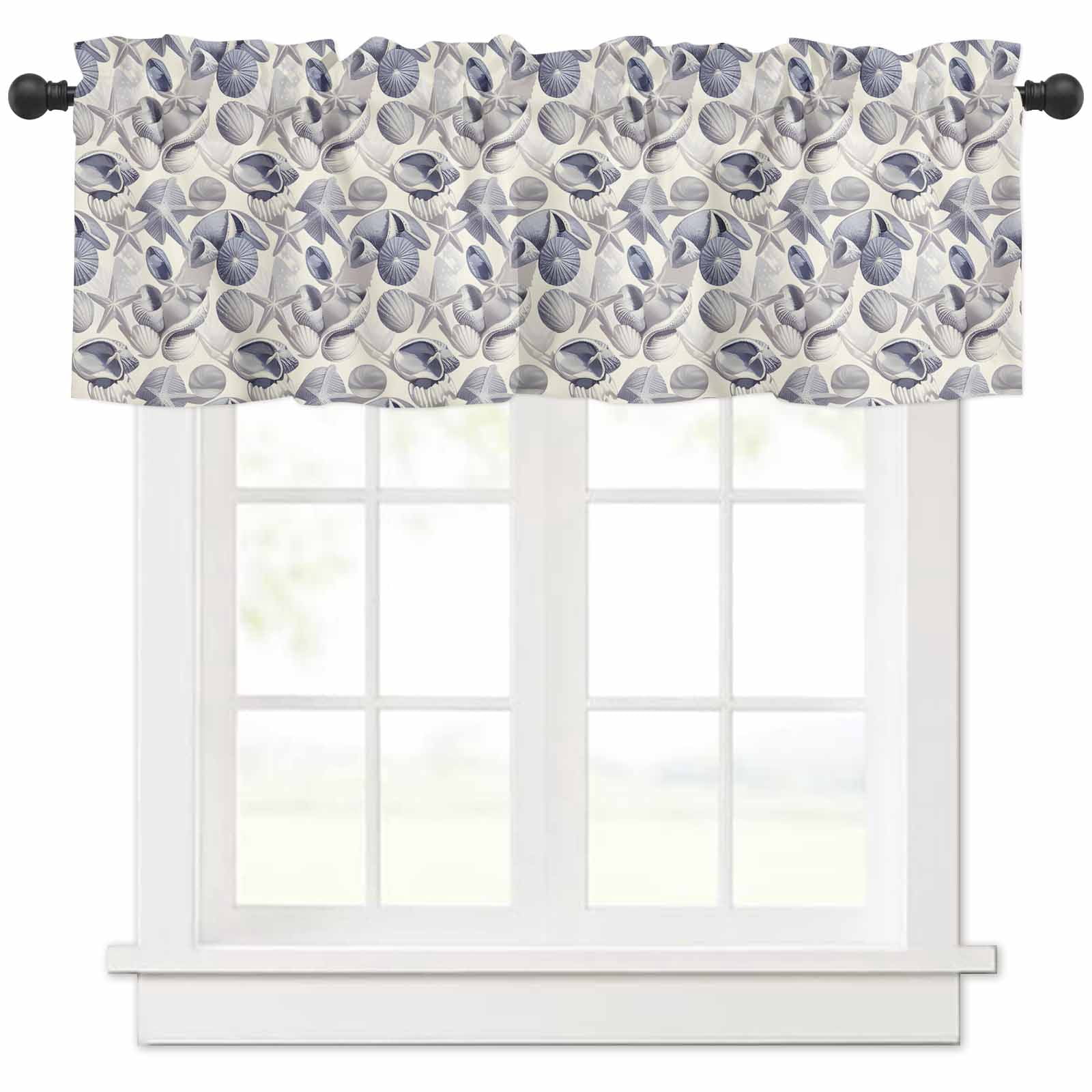 Hokiten Rod Pocket Curtain Valance, Vintage Coastal Farmhouse Window ...