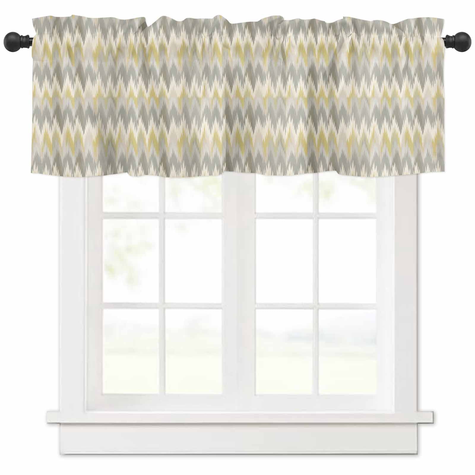 Hokiten Rod Pocket Curtain Valance, Watercolor Geometric Farmhouse ...