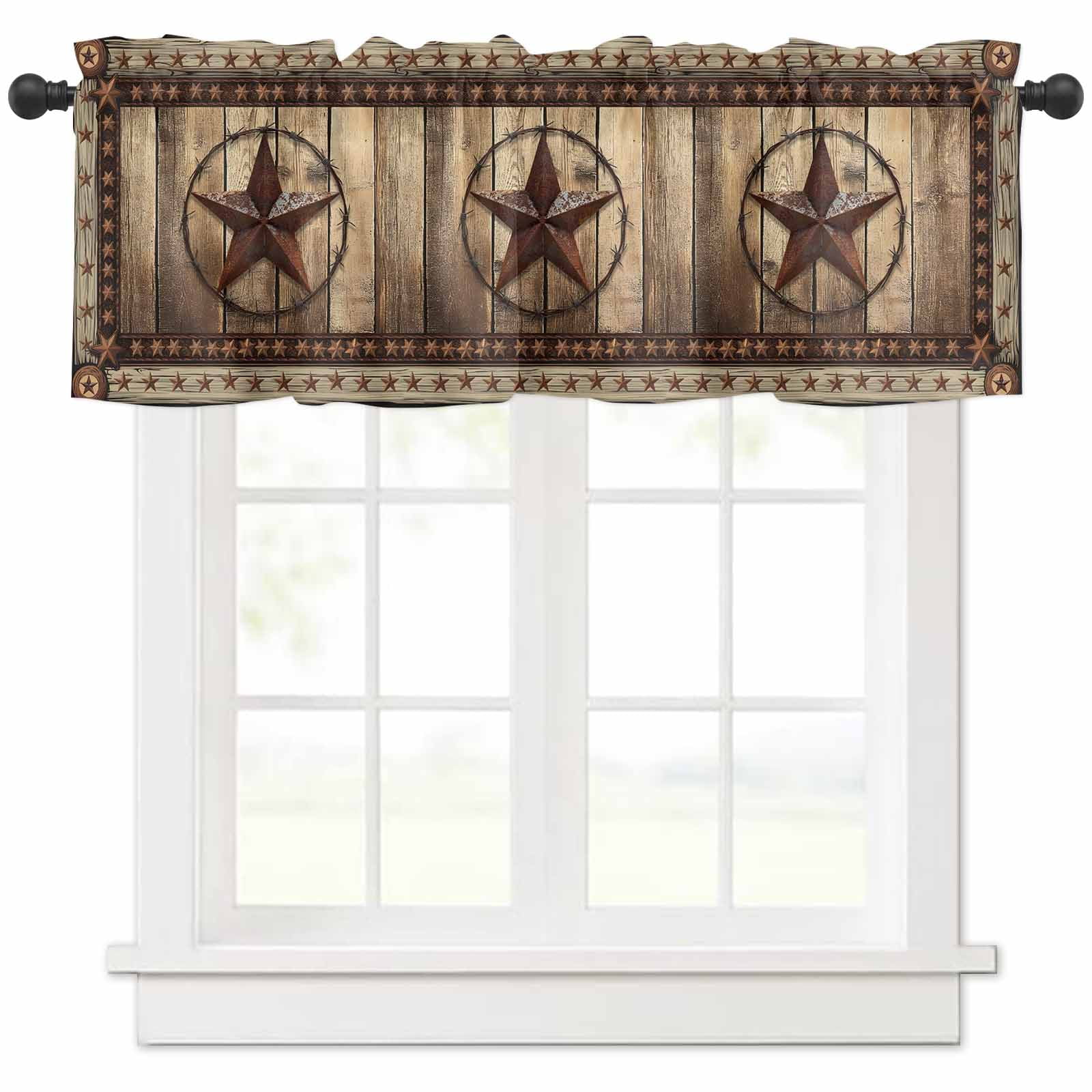 Hokiten Rod Pocket Curtain Valance, Western Farmhouse Farmhouse Window ...