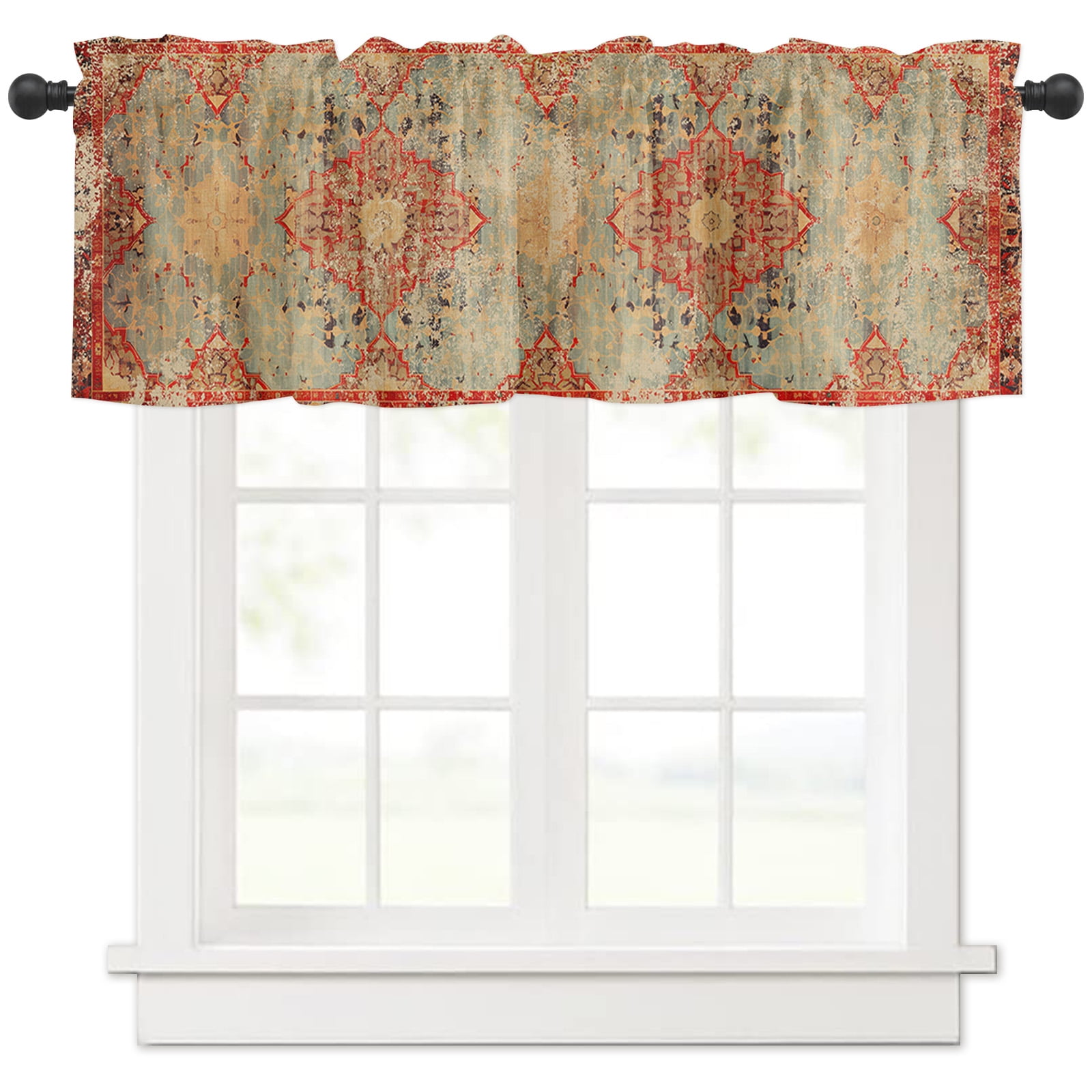 Hokiten Rod Pocket Curtain Valance, Western Rustic, Farmhouse Window ...