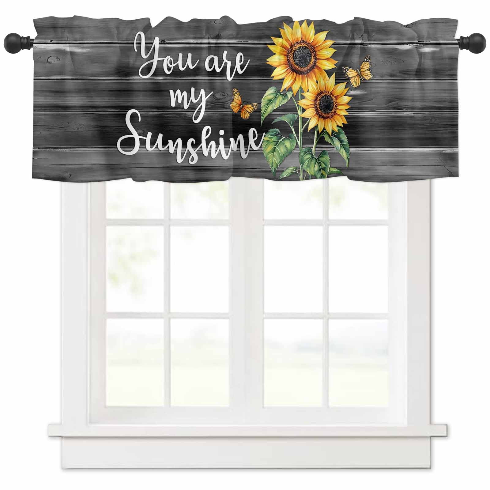 Hokiten Rod Pocket Curtain Valance, Yellow Sunflower Farmhouse Window ...