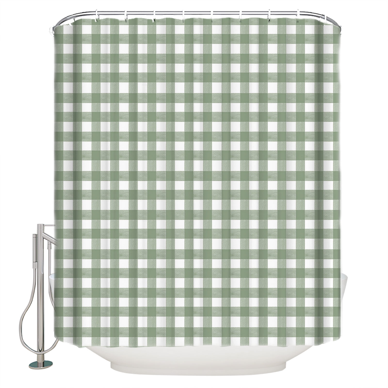 Hokiten Shower Curtain, Sage Green Buffalo Plaid Fabric Shower Curtains for Bathroom, Farmhouse ...