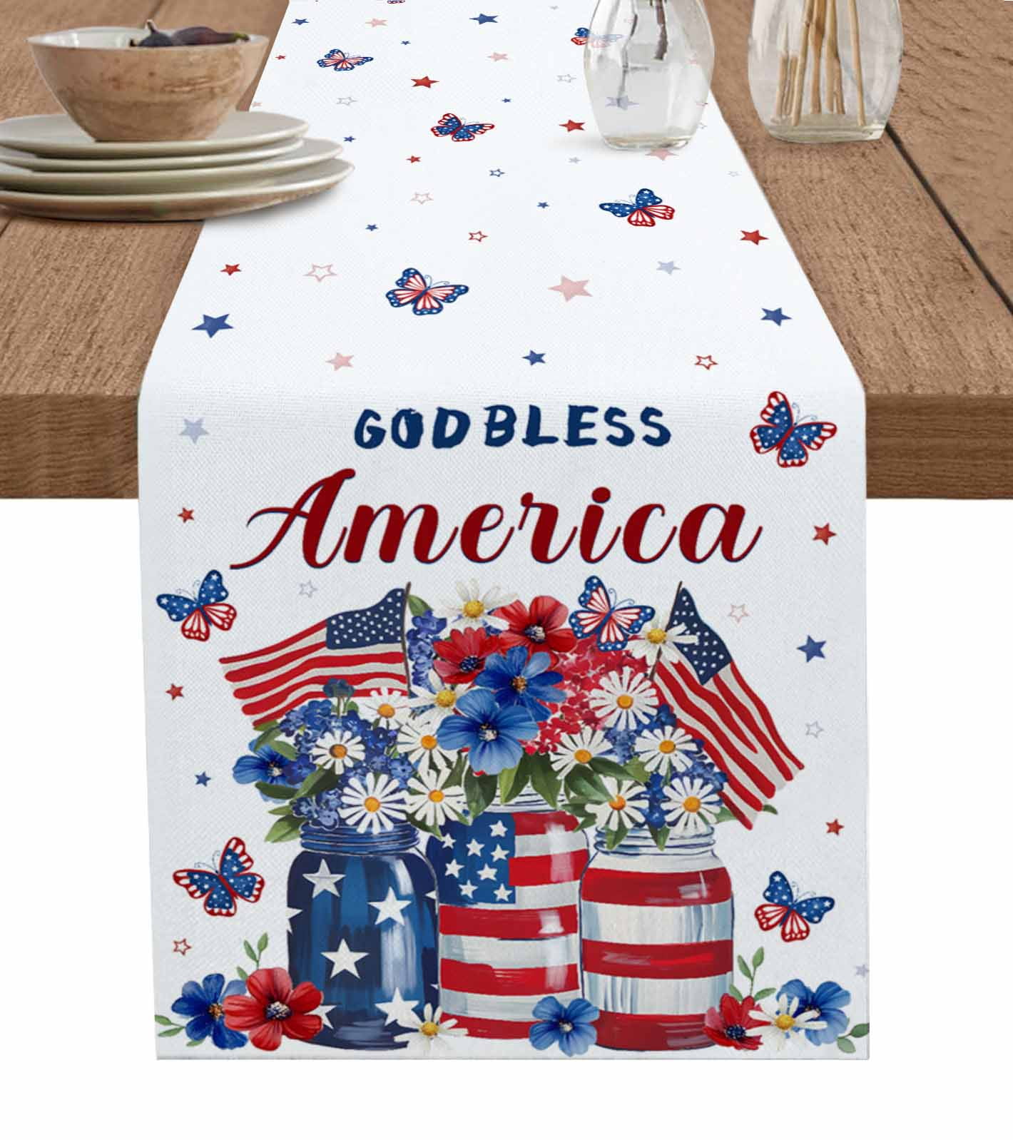 Hokiten Table Runners 108 Inches Long Dress Scarves, 4th of July ...