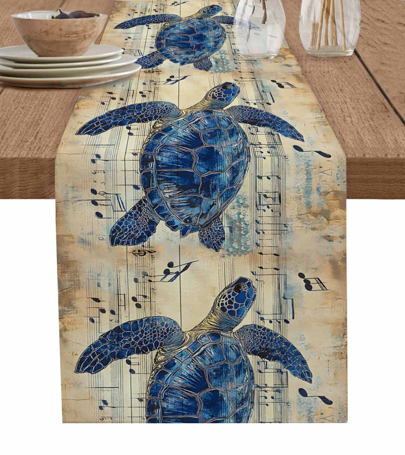 Hokiten Table Runners 108 Inches Long Dress Scarves, Blue Sea Turtle ...