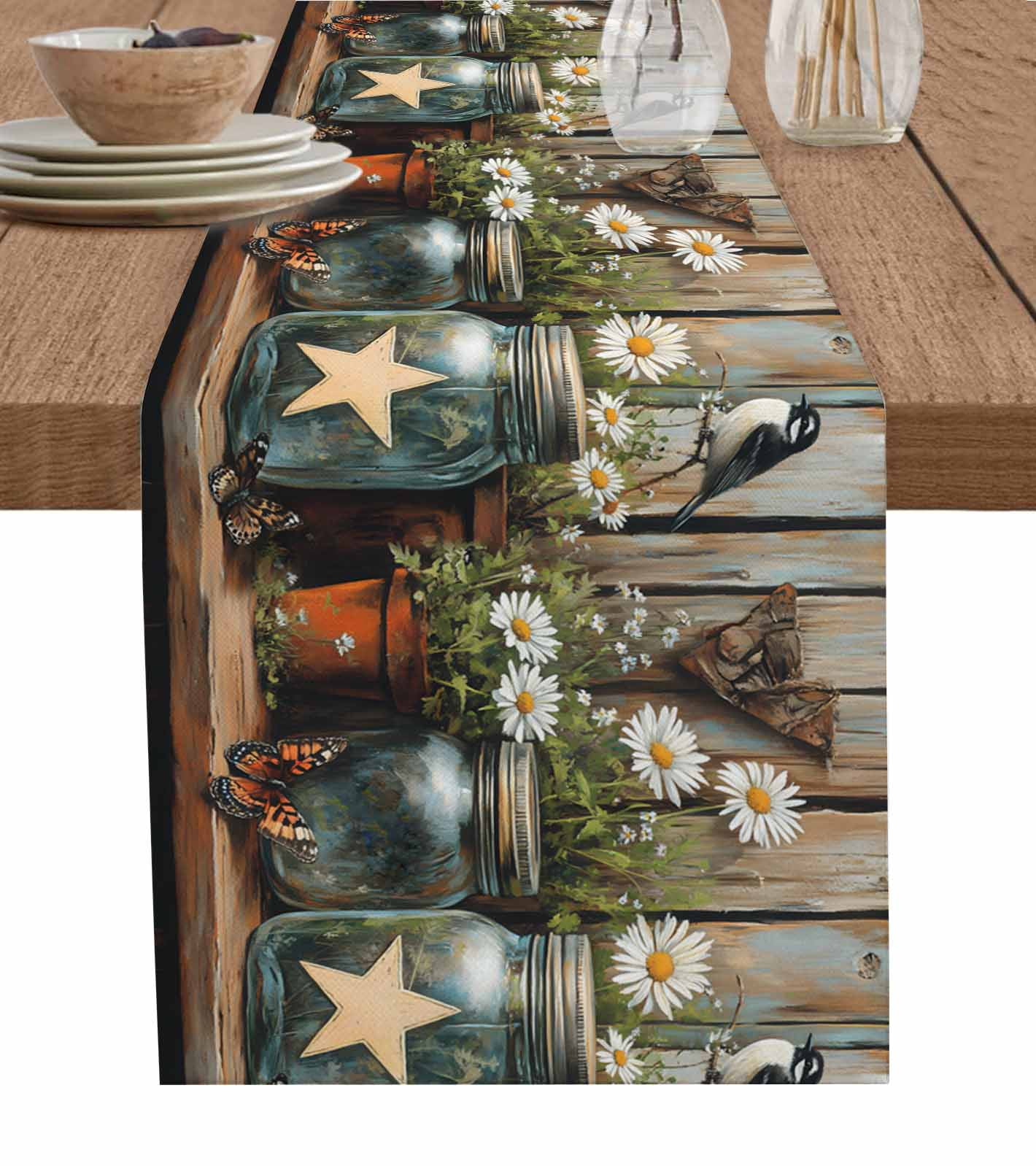 Hokiten Table Runners 108 Inches Long Dress Scarves, Country Floral ...