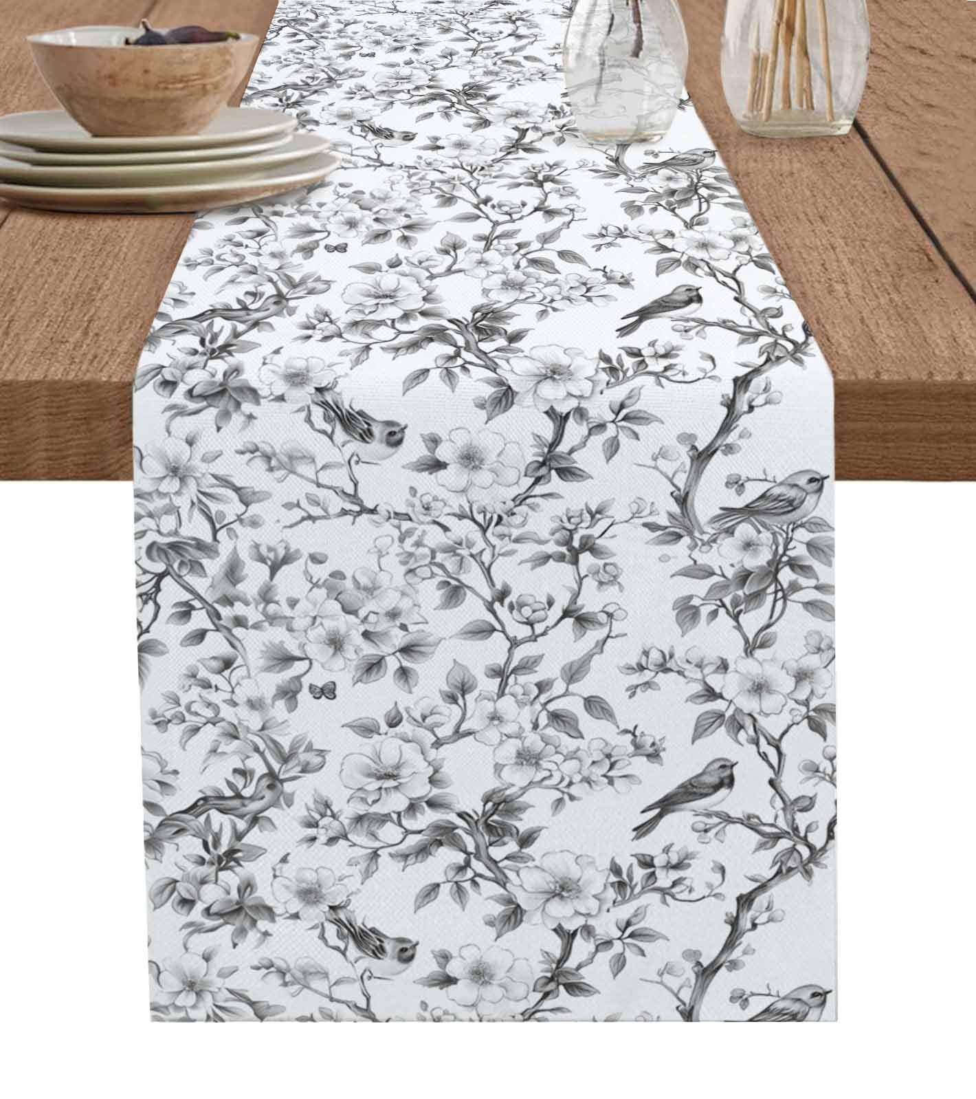 Hokiten Table Runners 108 Inches Long Dress Scarves, Flower Bird ...