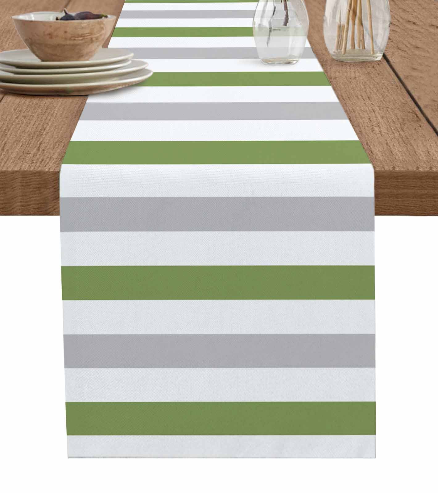 Hokiten Table Runners 108 Inches Long Dress Scarves, Green Grey Stripe ...