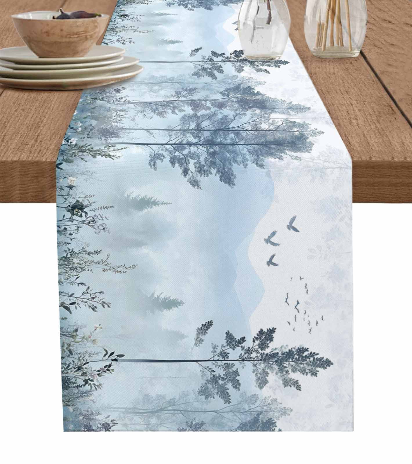Hokiten Table Runners 108 Inches Long Dress Scarves, Ombre Forest Grey ...