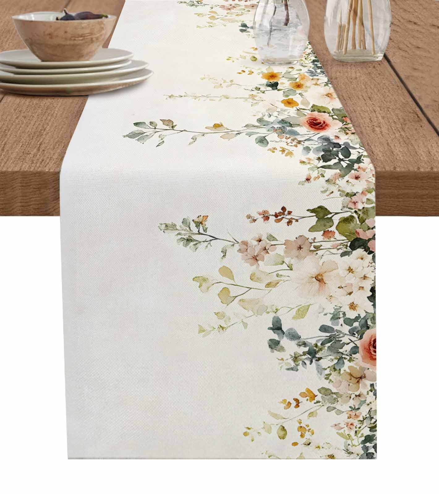 Hokiten Table Runners 108 Inches Long Dress Scarves, Spring Floral ...