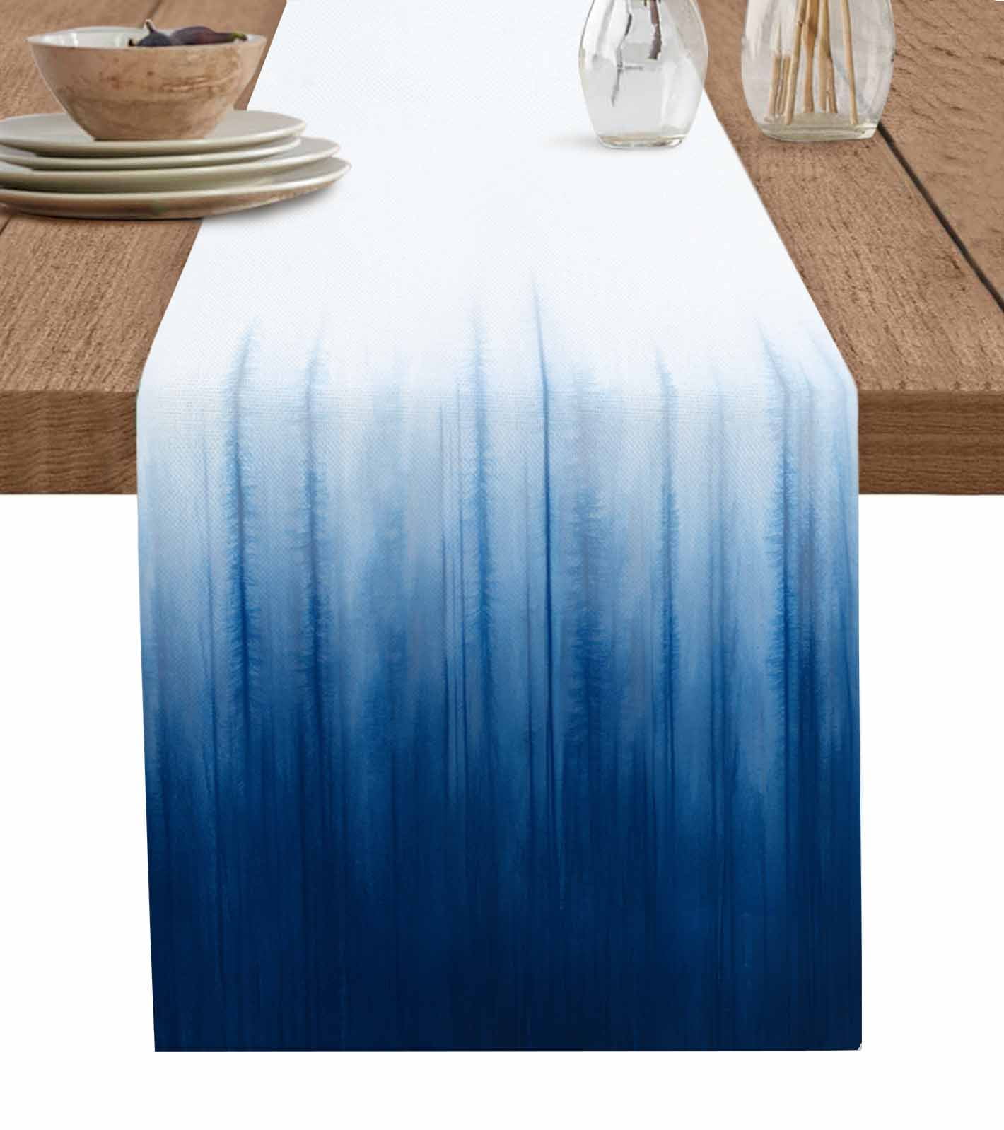 Hokiten Table Runners 120 Inches Long Dress Scarves, Blue Ombre Stripe ...