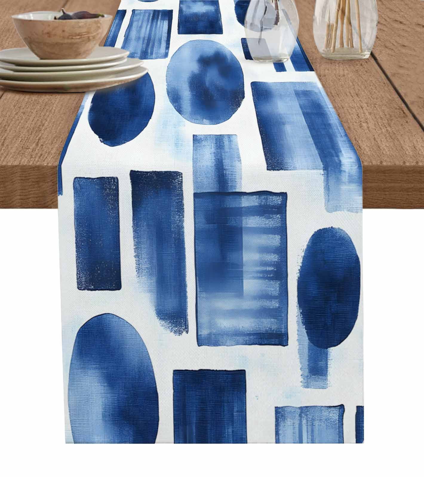 Hokiten Table Runners 120 Inches Long Dress Scarves, Blue White ...