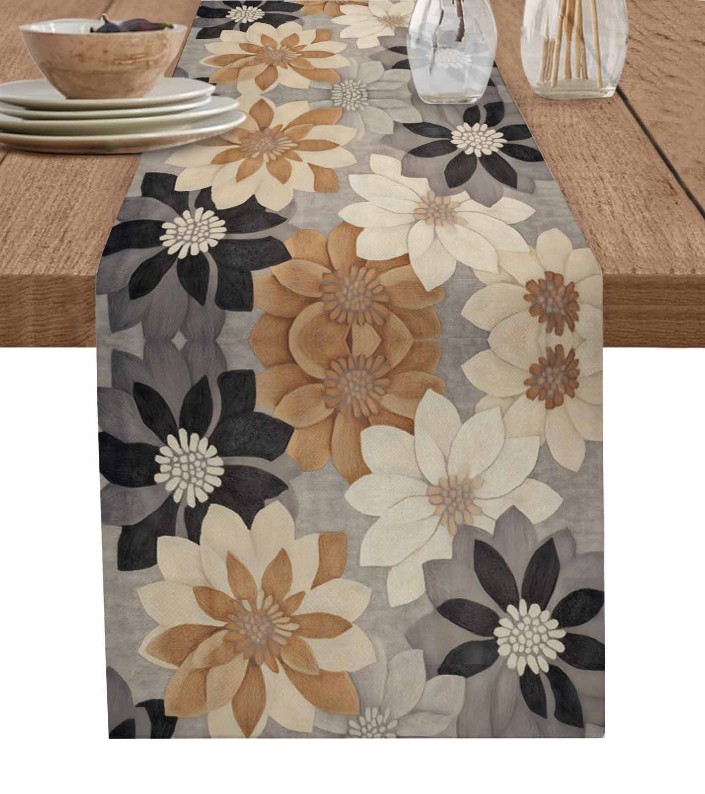 Hokiten Table Runners 120 Inches Long Dress Scarves, Burnt Orange Grey ...
