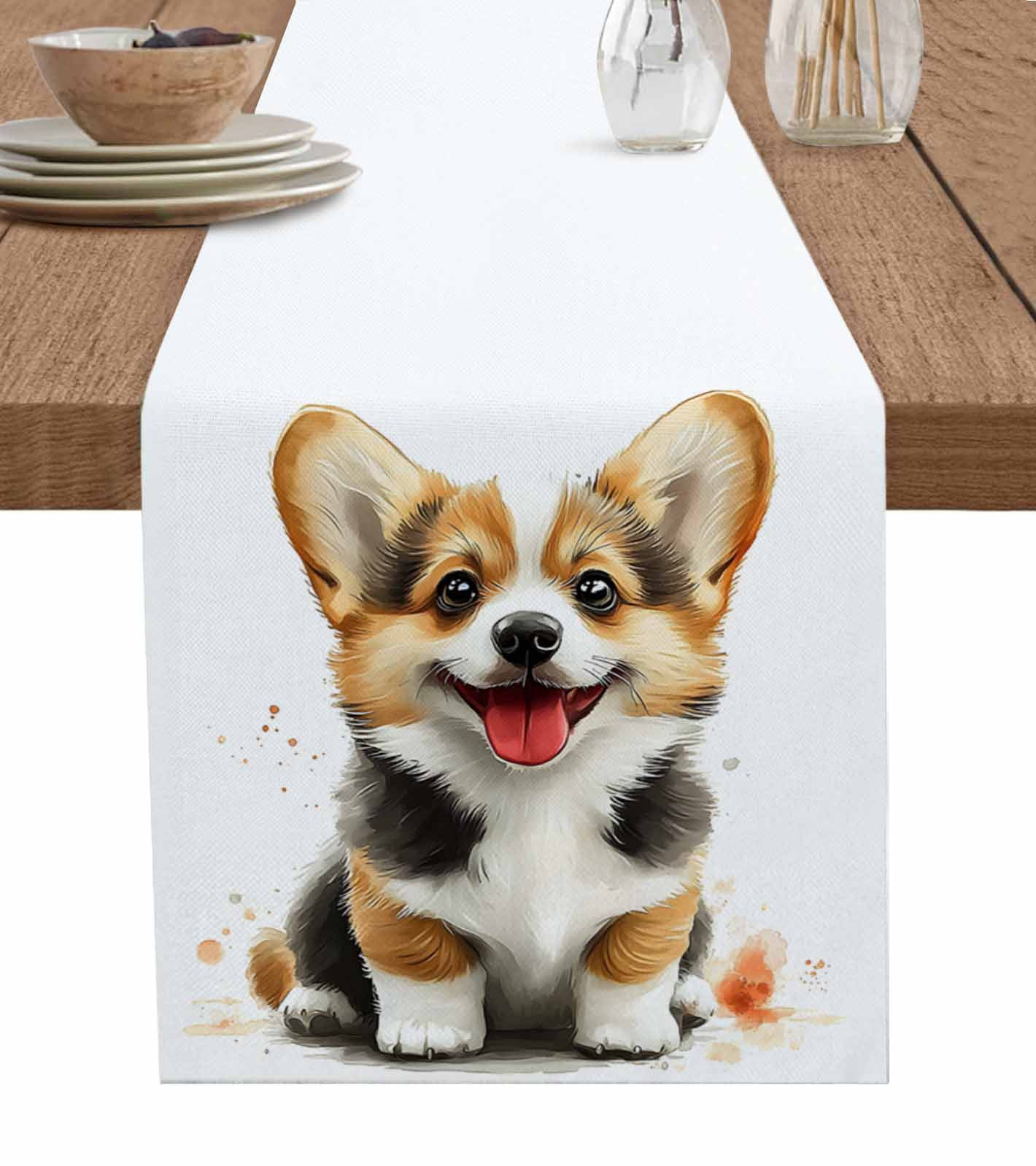 Hokiten Table Runners 120 Inches Long Dress Scarves, Cute Sitting Dog ...