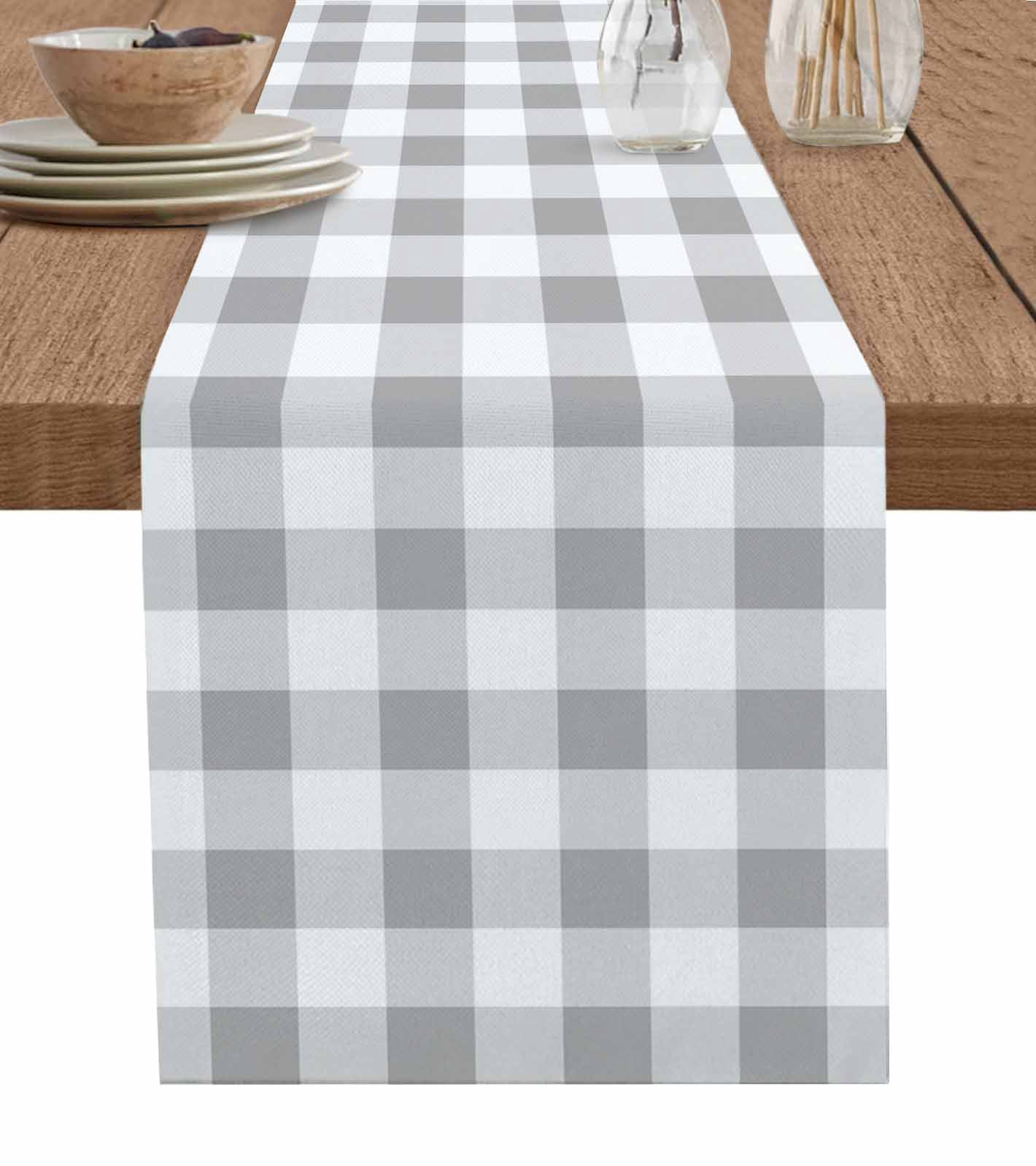 Hokiten Table Runners 120 Inches Long Dress Scarves, Grey Plaid ...