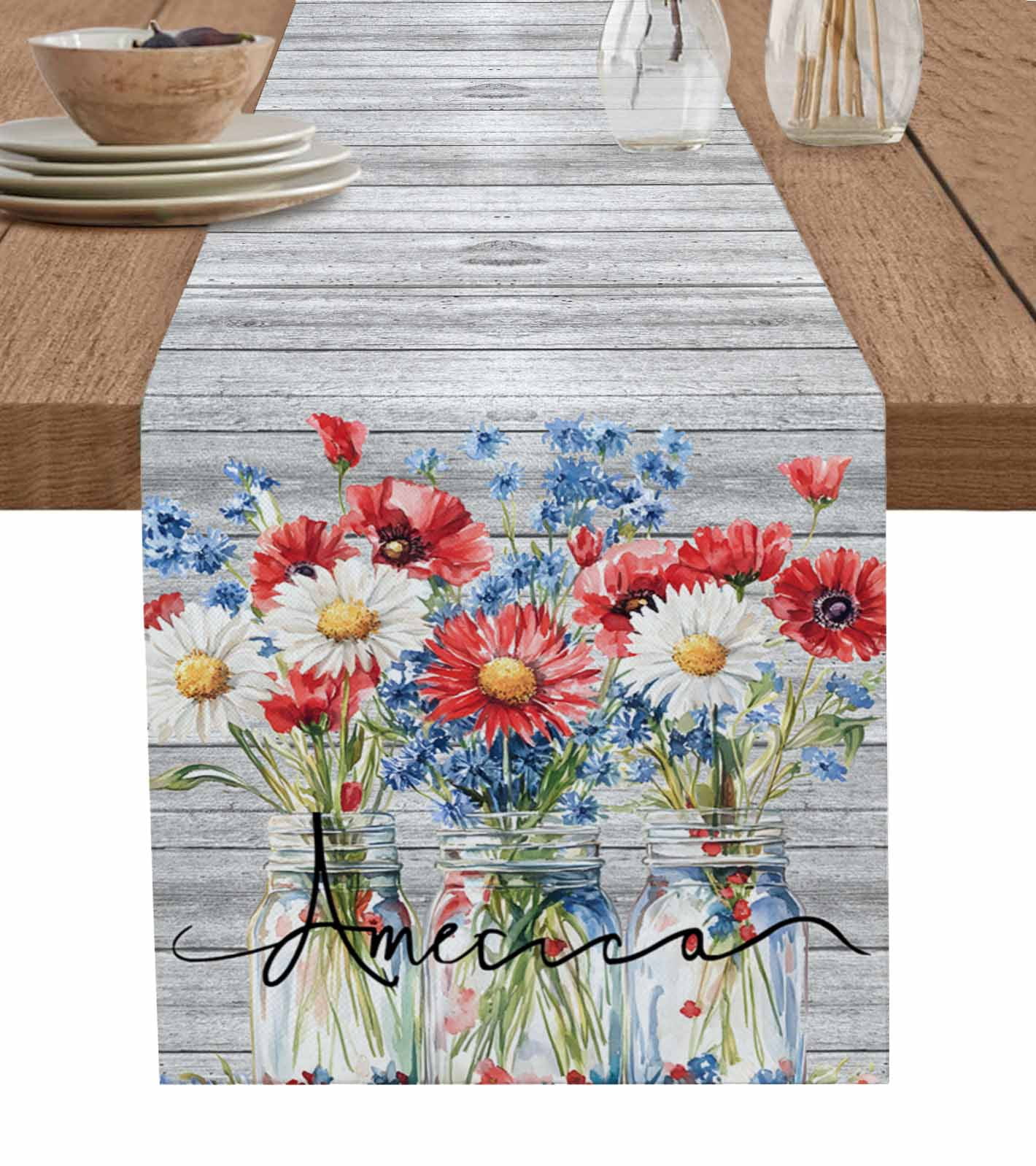 Hokiten Table Runners 120 Inches Long Dress Scarves, Independence Day ...