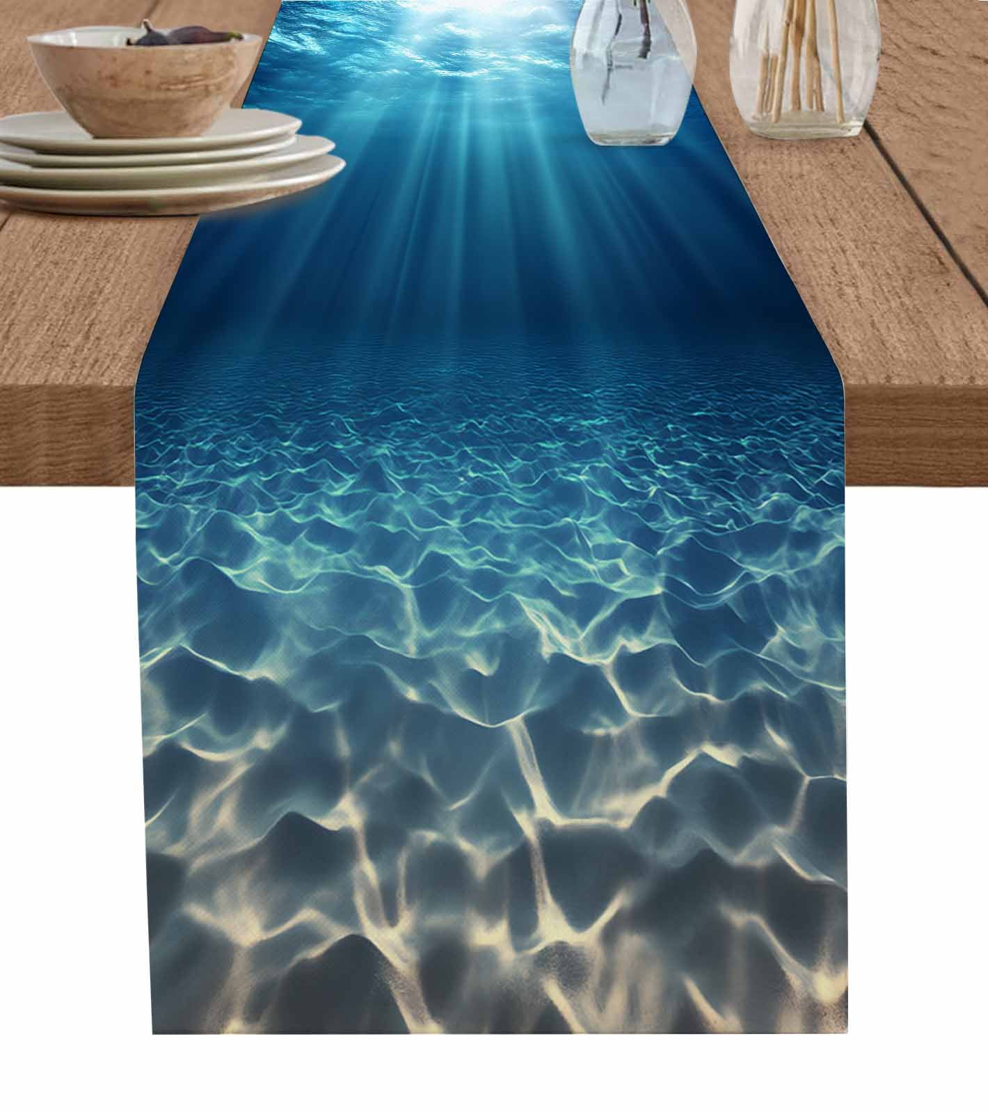 Hokiten Table Runners 120 Inches Long Dress Scarves, Ocean Blue ...