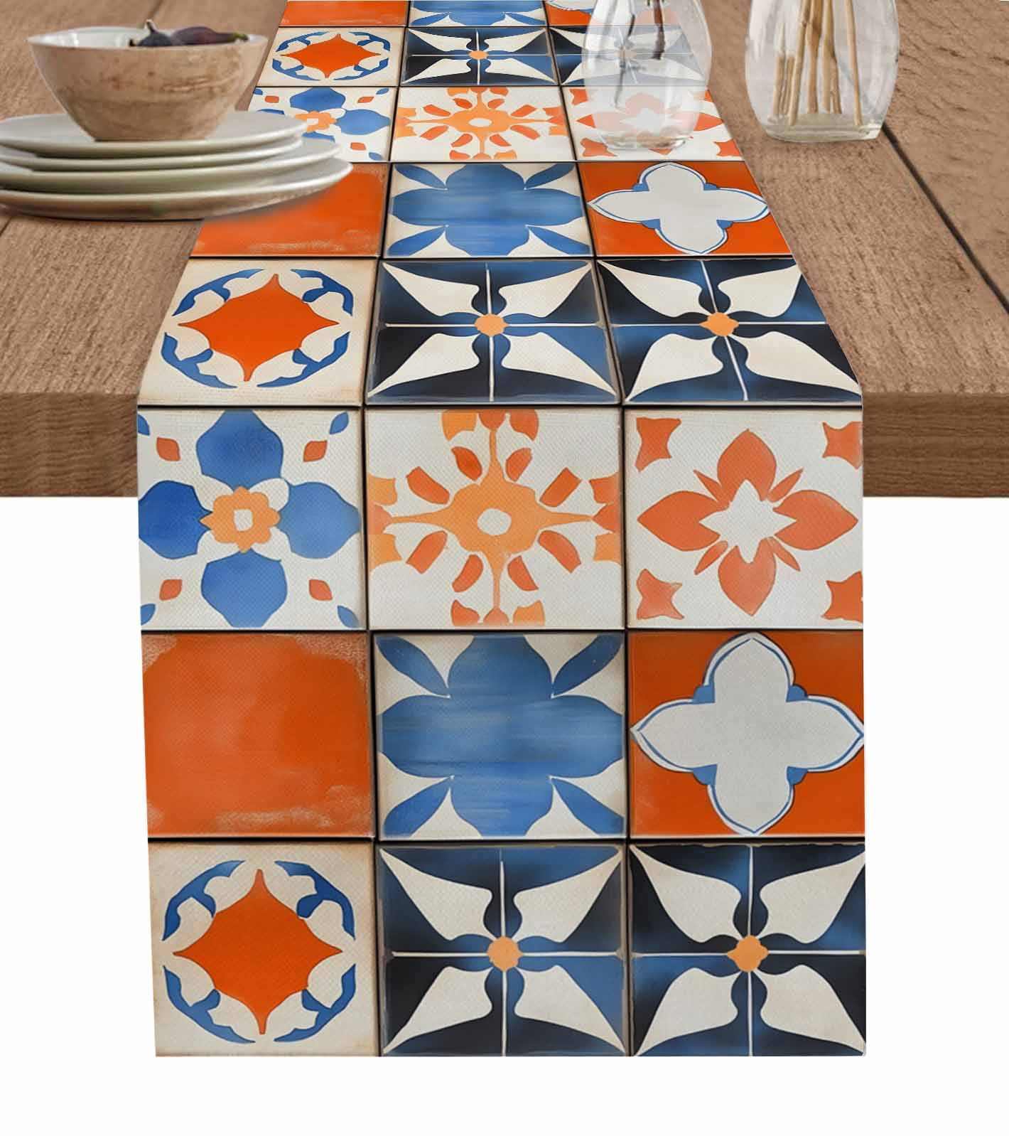 Hokiten Table Runners 120 Inches Long Dress Scarves, Orange Blue ...