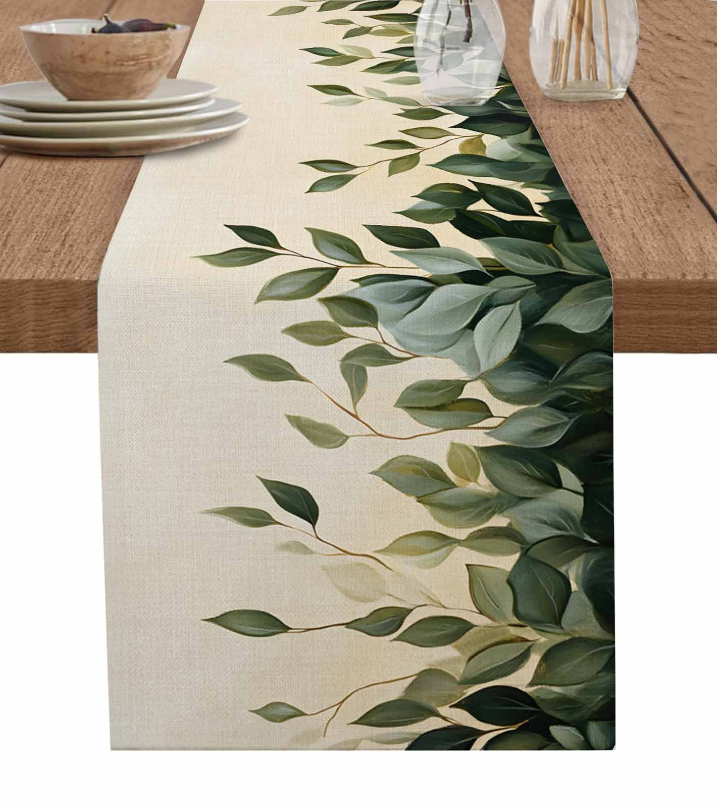 Hokiten Table Runners 120 Inches Long Dress Scarves, Spring Leaves ...